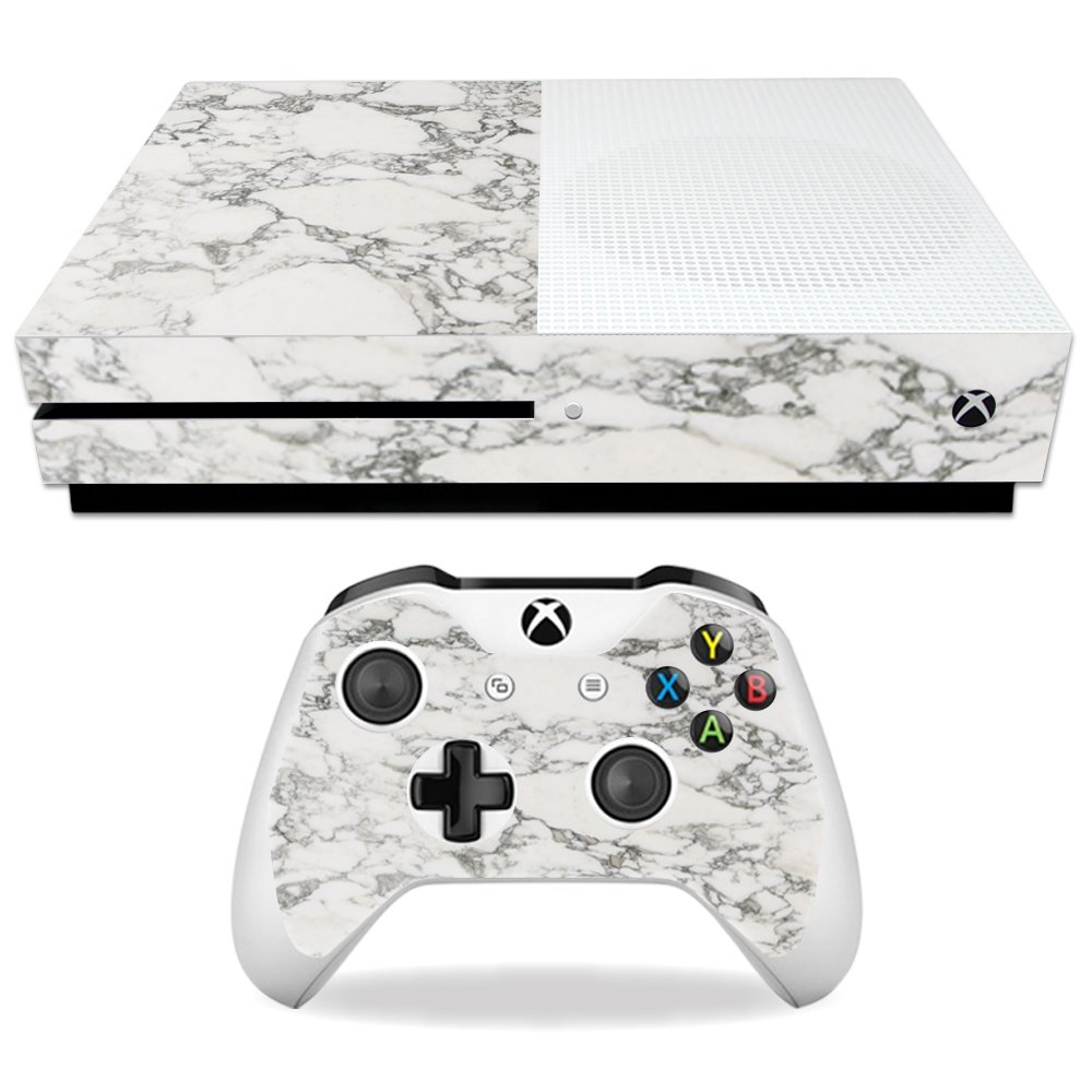 MightySkins Skin Compatible with Microsoft Xbox One S - White Marble | Protective, Durable, and Unique Vinyl Decal wrap Cover | Easy to Apply, Remove, and Change Styles | Made in The USA