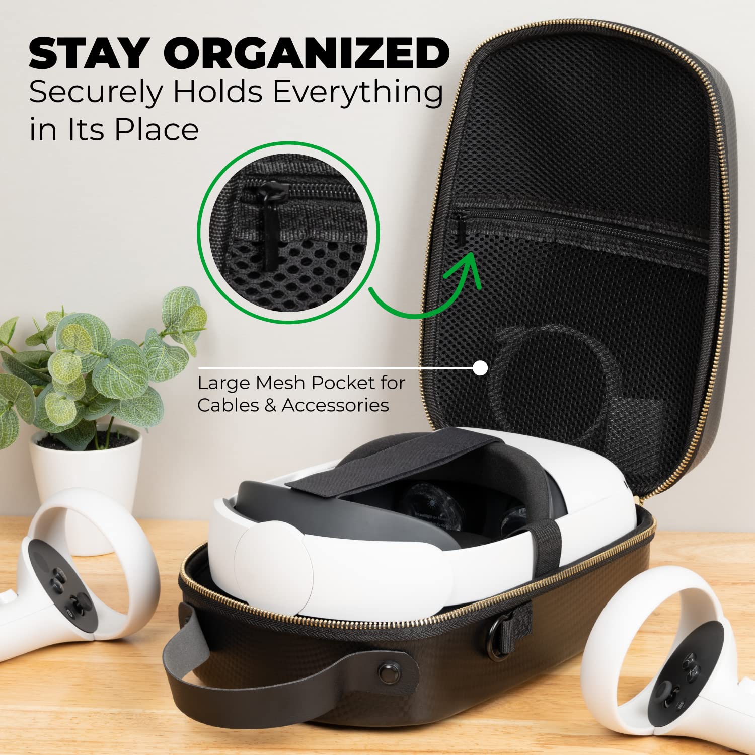 VirtualJungle Quest 2 Case | All-in-One Portable Travel Case for Storing Quest 2 VR Gaming Headset, Elite Strap and Touch Controllers Accessories (Carbon Fiber)
