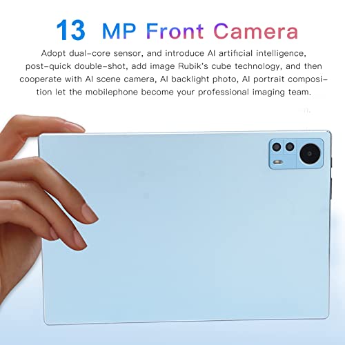 VINGVO 10 Inch Tablet, 100‑240V Tablet PC 8G RAM 128G ROM for Android 11 4G Network Call for Old Man (Blue)