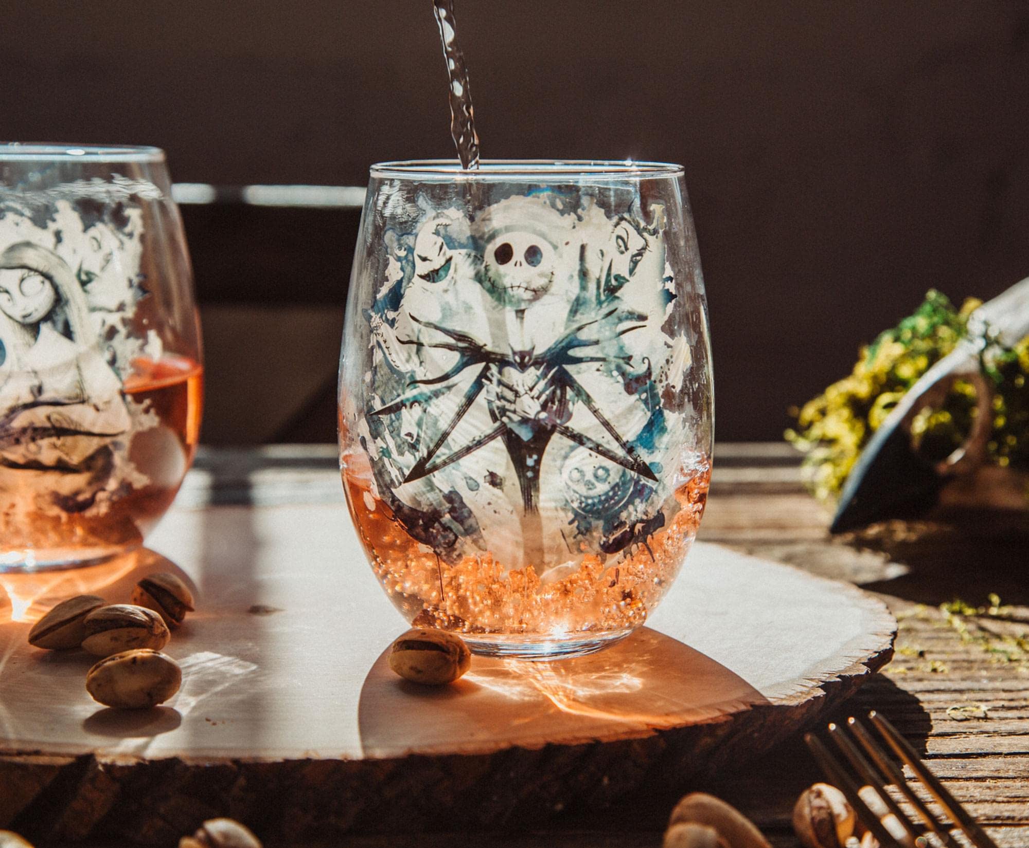 Silver Buffalo Disney Nightmare Before Christmas Stemless Wine Glass Set, 20-Ounce, Set of 2