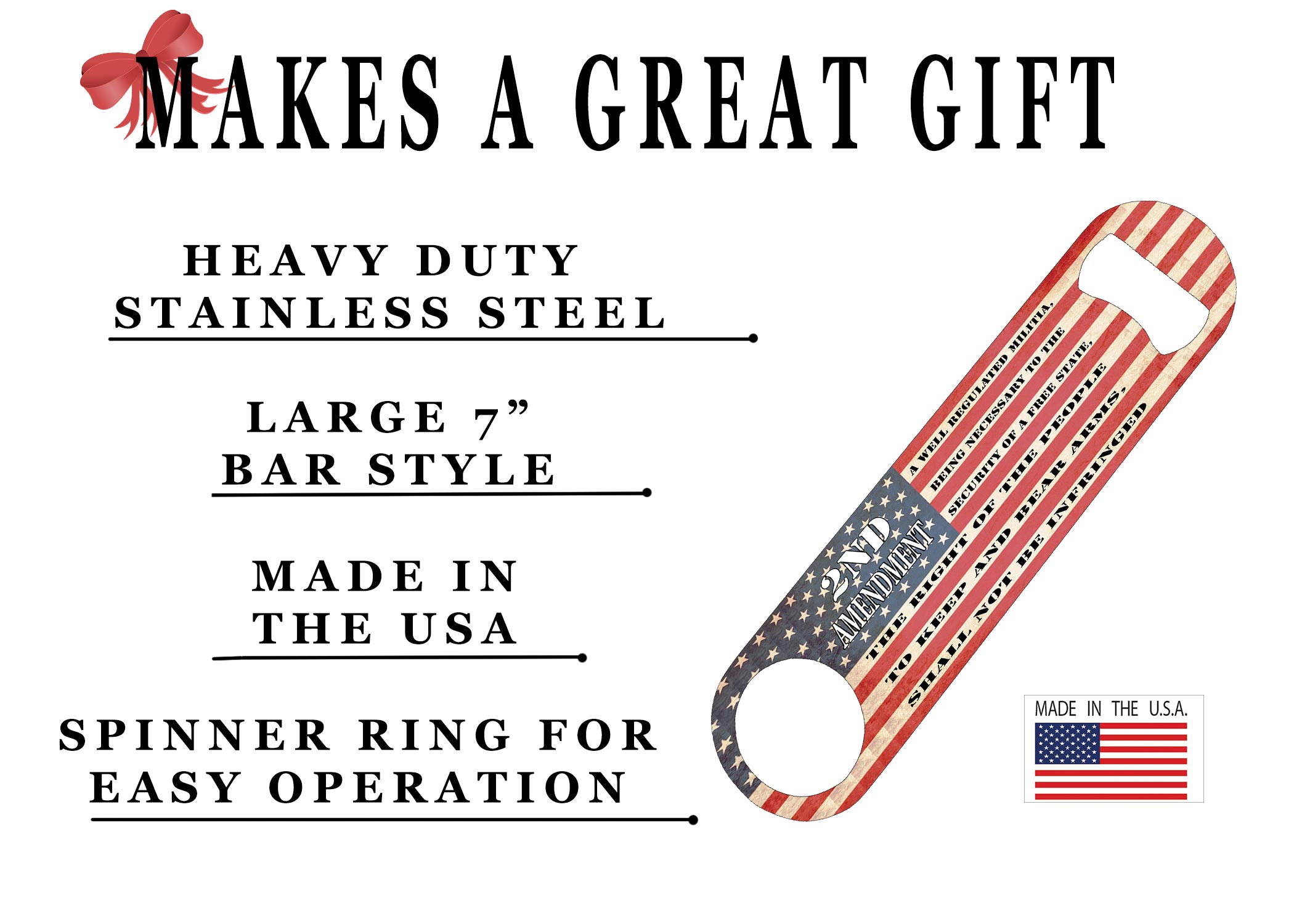 USA Flag Second 2nd Amendment Speed Bottle Opener Heavy Duty Gift Patriotic American US