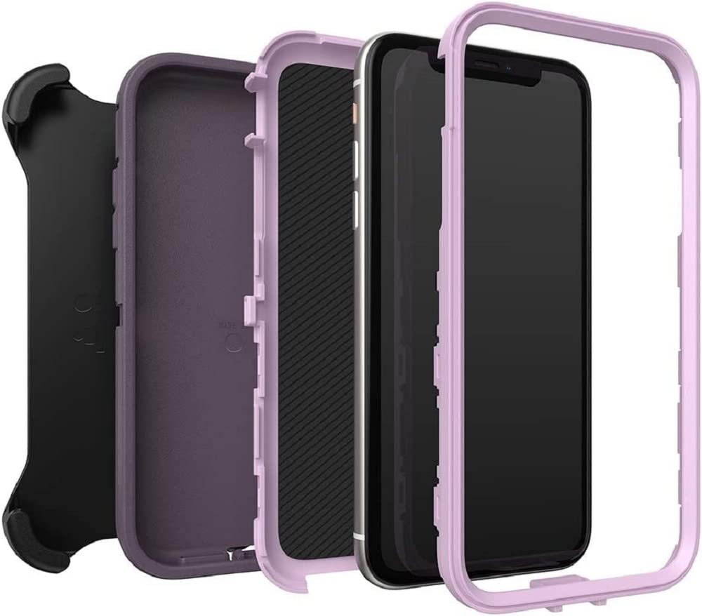 OtterBox iPhone 11 Defender Series Case - PURPLE NEBULA (WINSOME ORCHID/NIGHT PURPLE), rugged & durable, with port protection, includes holster clip kickstand