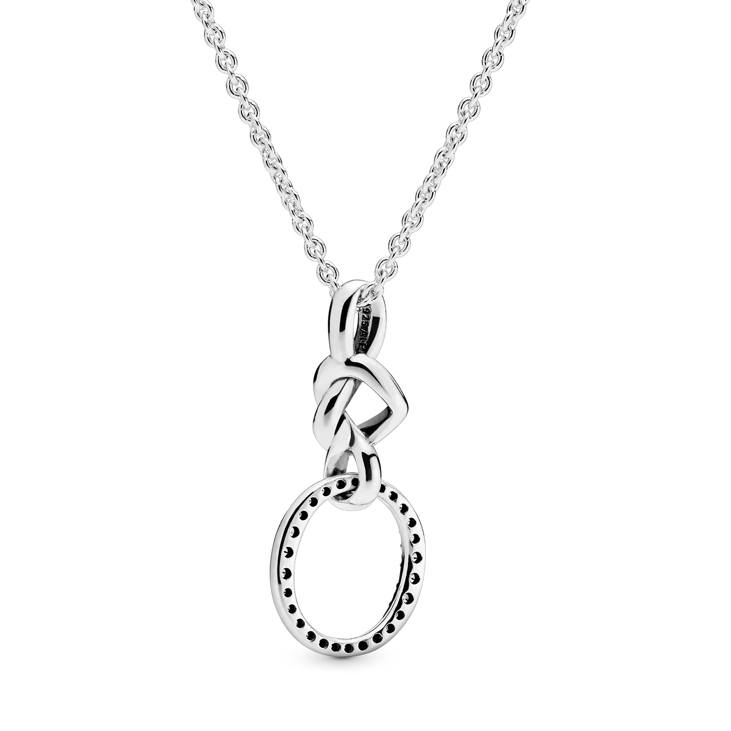Pandora Jewelry Knotted Heart Pendant Cubic Zirconia Necklace in Sterling Silver, 23.6"