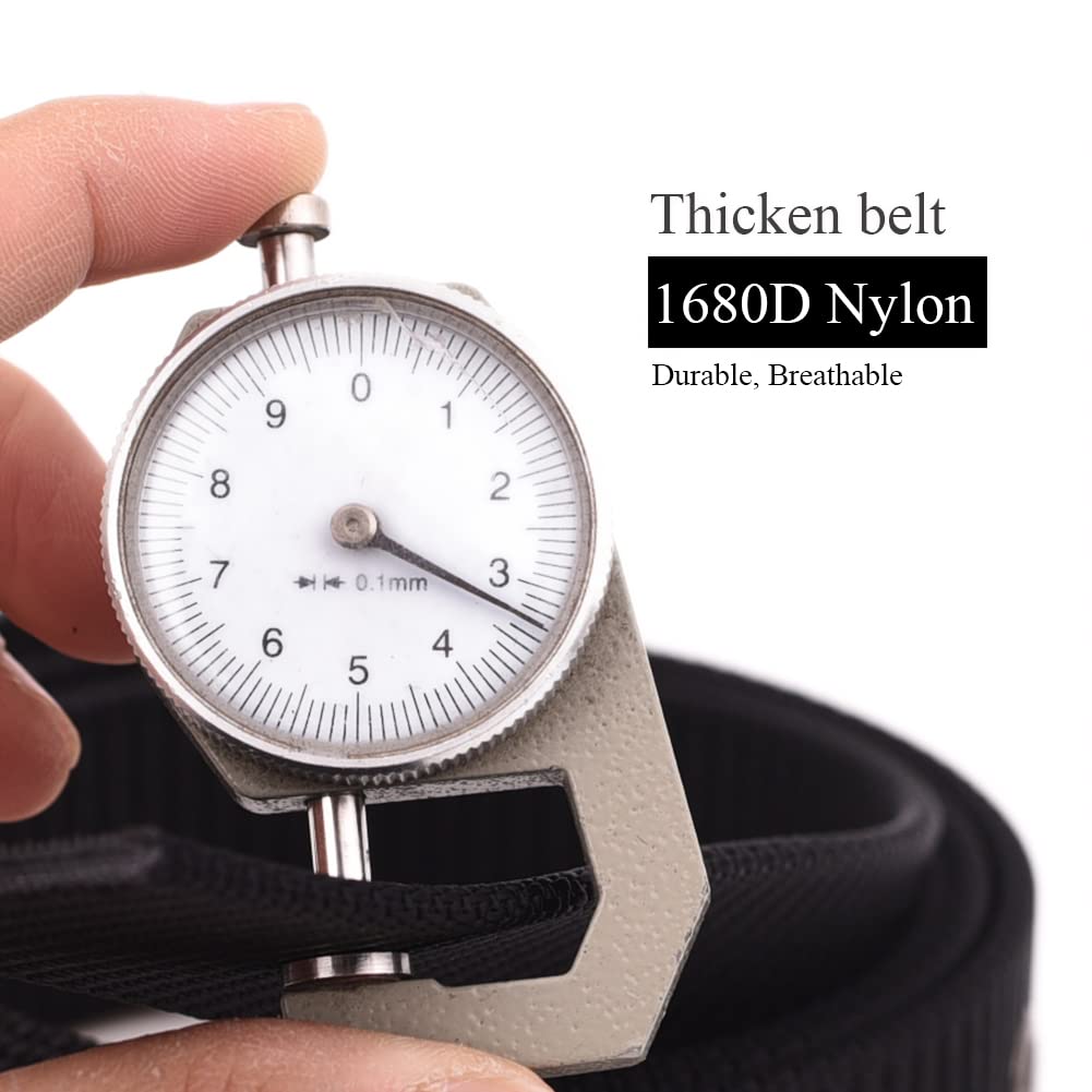 VISDEA Thick Nylon Belts for Men Heavy Duty Black Canvas Belts Width 3.5cm/12 holes (Black, 125cm Suit For Pant Size < 43'')