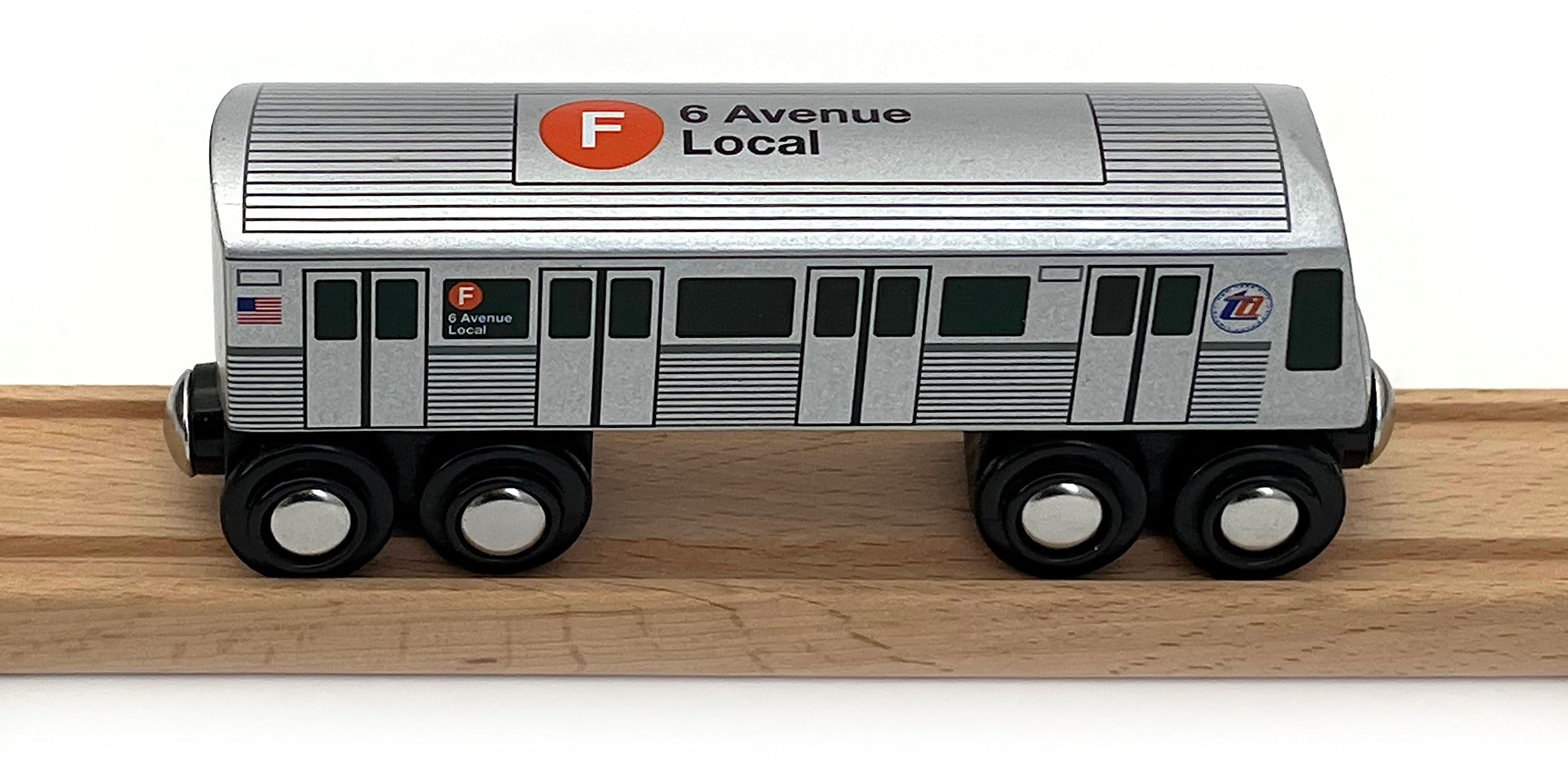 Munipals MP01-11SF Wooden Subway F Line Train Car Set NYC R40 Slant End F - 2-car Set