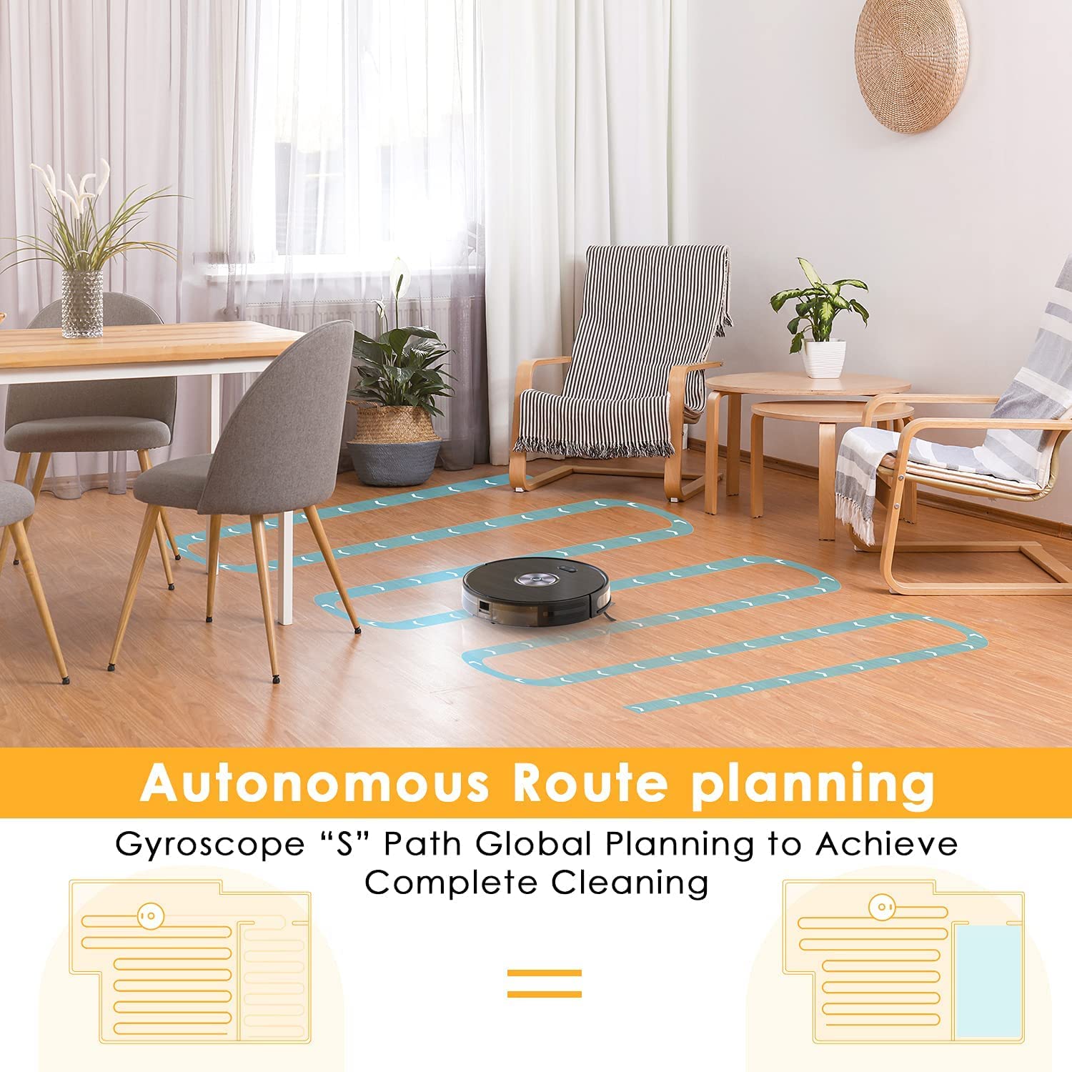 Robot Vacuum Cleaner, 2200Pa Robot Vacuum and Mop Combo, Super Thin 2.7'' Self-Charging Robotic Vacuum Cleaner, Boundary Strips Included Compatible with Alexa, Ideal for Pet Hair, Carpets, Hard Floor