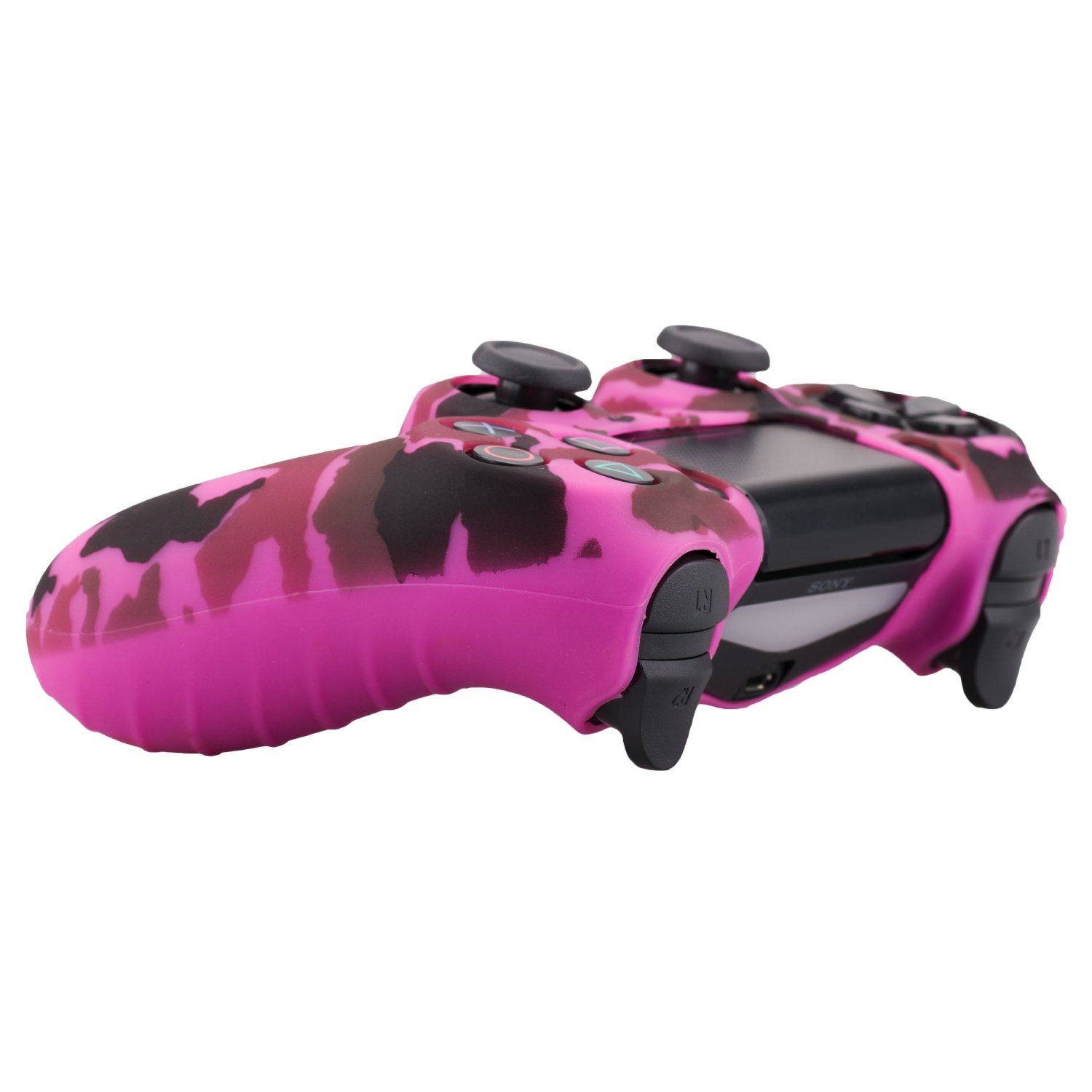 MXRC Silicone Rubber Cover Skin case Anti-Slip Water Transfer Customize Camouflage for PS4/SLIM/PRO Controller x 1(Dark Pink)