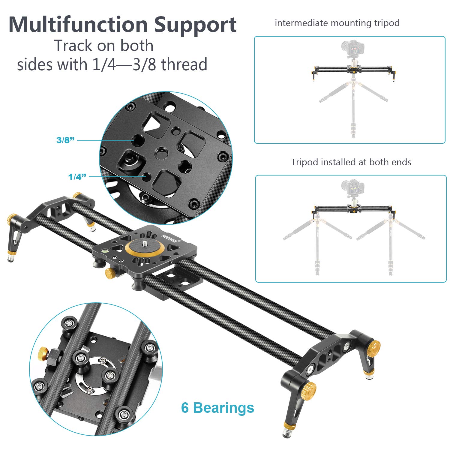 Neewer Carbon Fiber Camera Track Slider Video Stabilizer Rail (80cm)