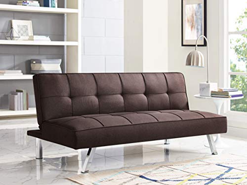 Pearington Multifunctional Convertible Sofa, Couch, Lounger, Bed-Durable Metal Legs on Frame, Brown Futon,