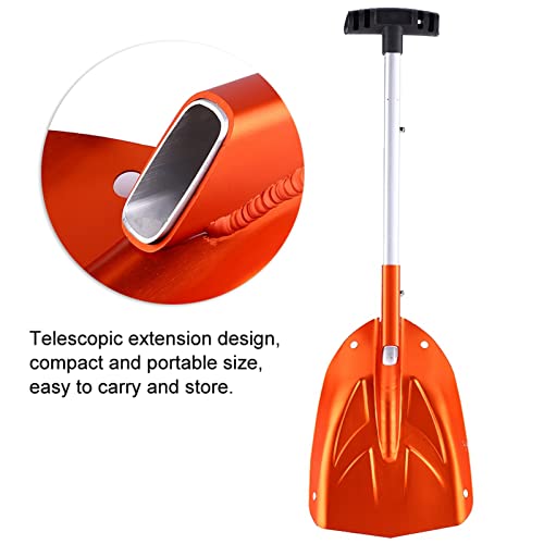 Winter Snow Ice Shovel with Telescopic Skidproof Handle Aluminum Alloy Winter Snow Ice Shovel Outdoor Kit Tool Orange