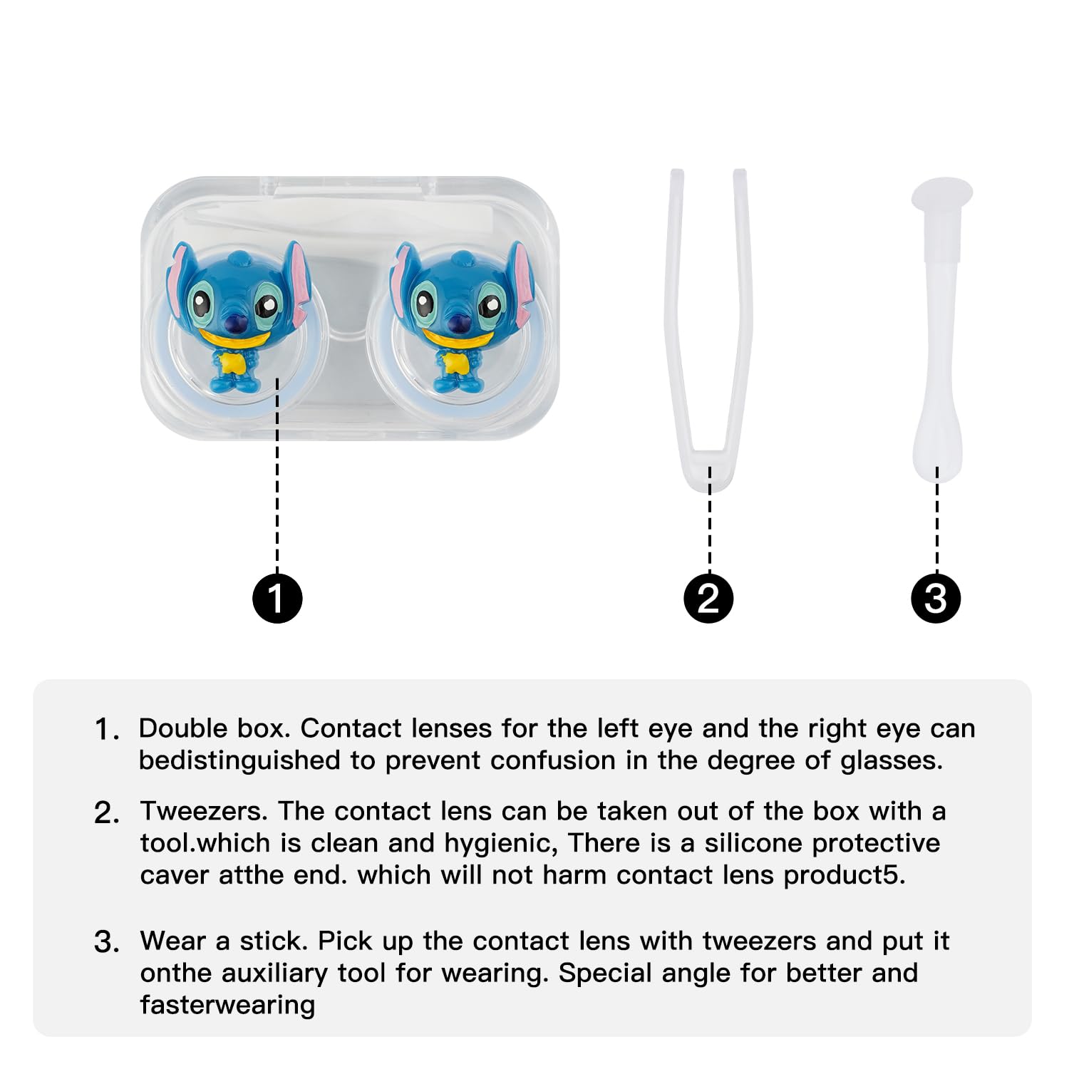 U-CHYTY Cartoon Stitch Hard Shell Eyeglasses Cases Kitty Protective Case with Glasses Cloth Storage Box Holder forTeen