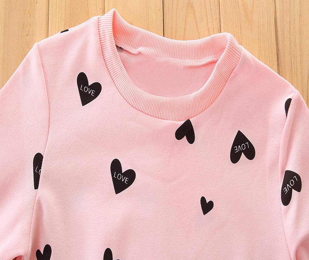 MIEKISA Little Girls Long Sleeve Top and Leggings Clothing sets (Pink, 120)