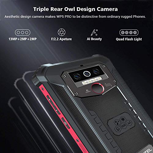 OUKITEL WP5 Pro Rugged Cell Phone, 4GB+64GB Unlocked Smartphone, 8000mAh Battery IP68 Waterproof Rugged Smartphone, Android 10.0 Global Version 4G LTE Dual-SIM 5.5inches Face ID Fingerprint (Black)