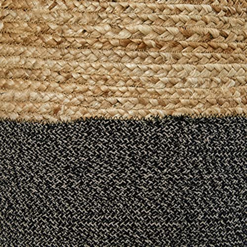Signature Design by Ashley Sweed Valley Braided Round Pouf Ottoman, 19 x 19 Inches, Brown & Dark Gray