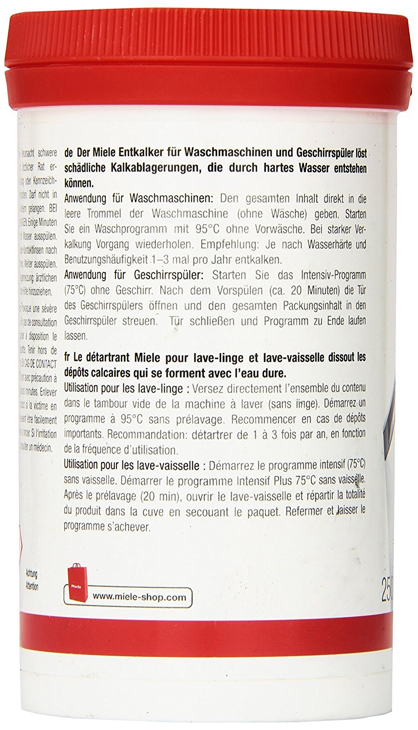 Miele Care Descaler Powder to clean and sanitize Washers, 09043380