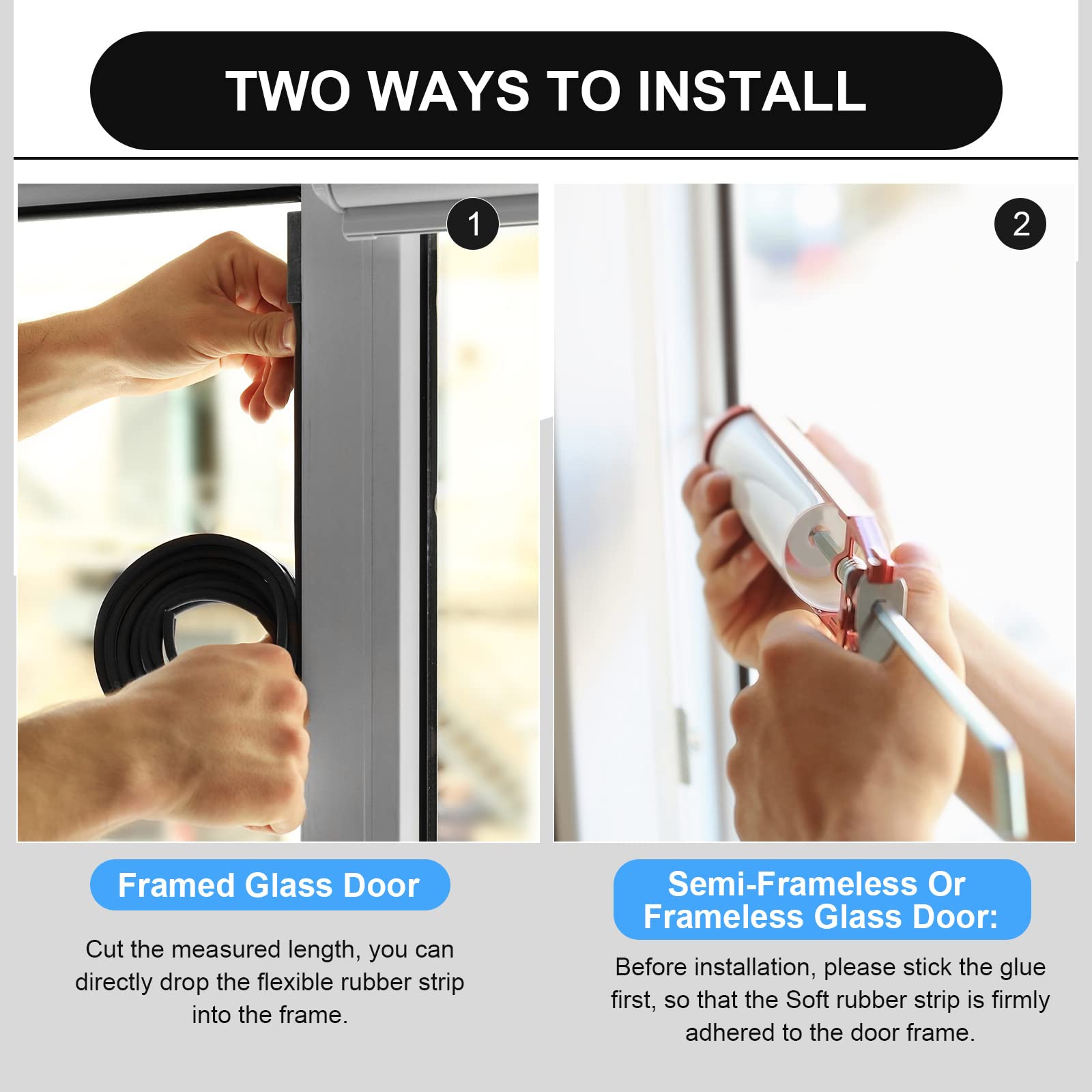 Thicken Shower Door Magnetic Strip Replacement, RV Shower Door Magnet Seal Strip Replacement Magnetic Strip for Framed and Semi Frameless Swinging Glass Shower Doors, 3/8 x 4/25 in(1 Roll,98 Inch)
