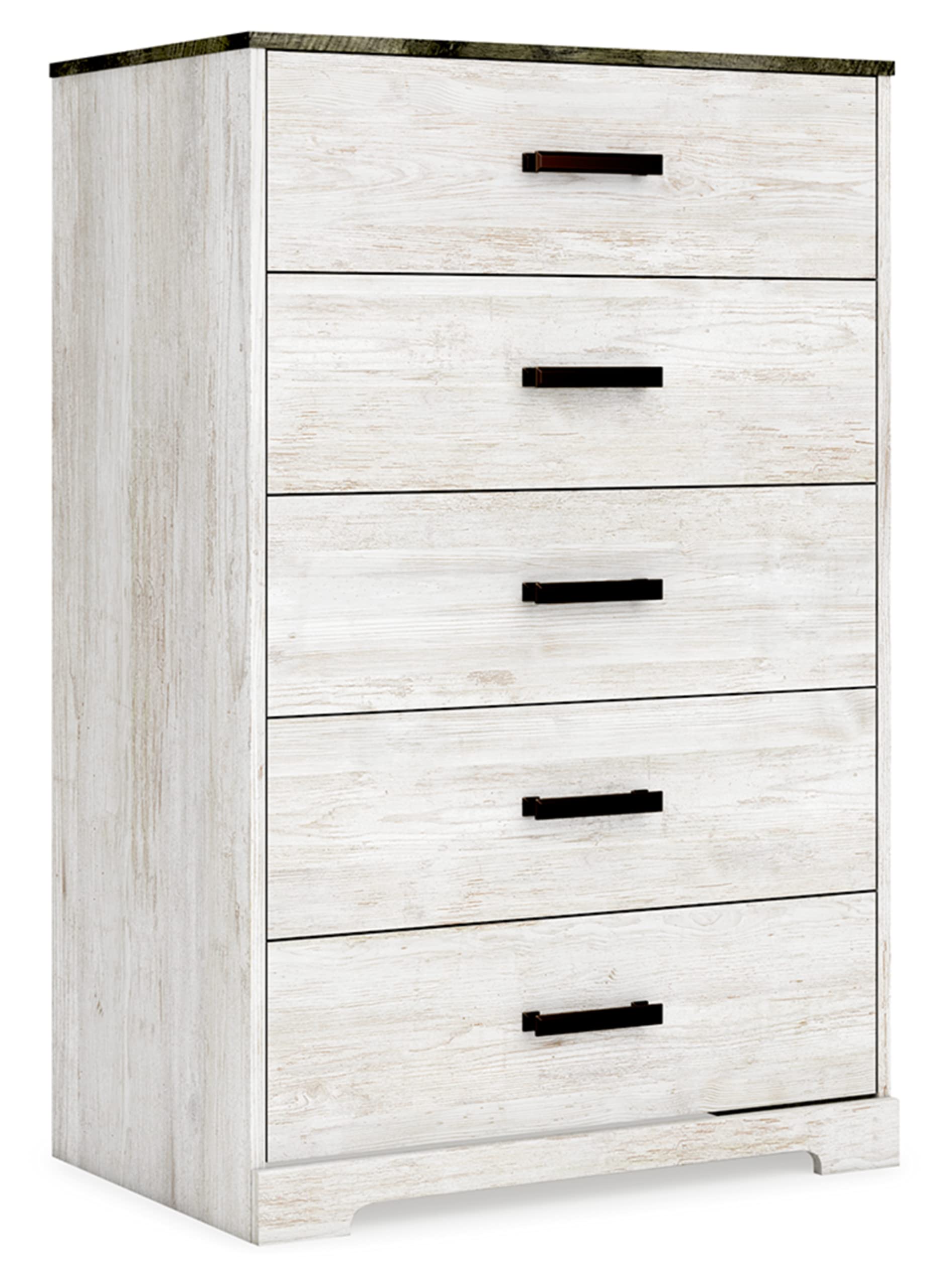 Signature Design by Ashley Shawburn Modern Farmhouse 8 Drawer Dresser, Whitewash & Dark Gray