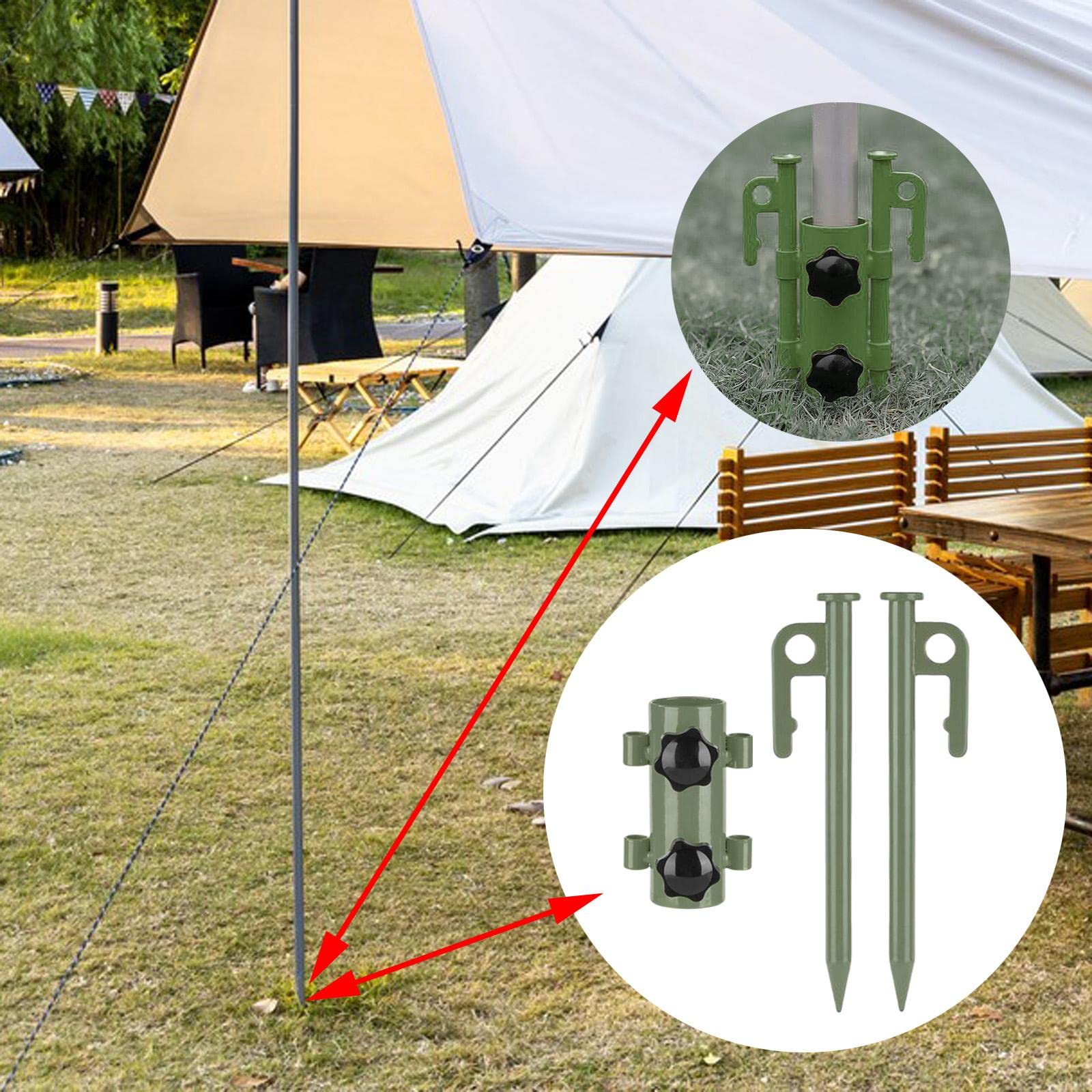 TOOYFUL Portable Awning Rod Holder Adjustable Tent Holder Stable Bracket Canopy Pole Holder for Traveling, Green