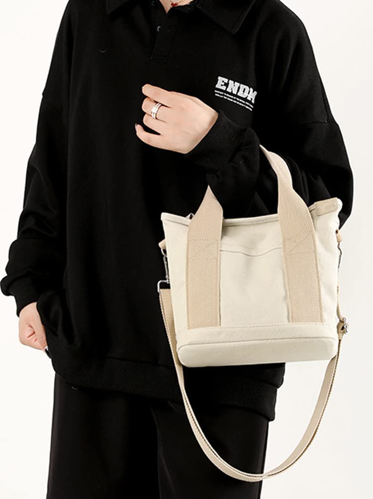 Women Canvas Tote Bag Classic Small Square Crossbody Bag Satchel Shoulder Bag Hobo Bag for Work School Travel