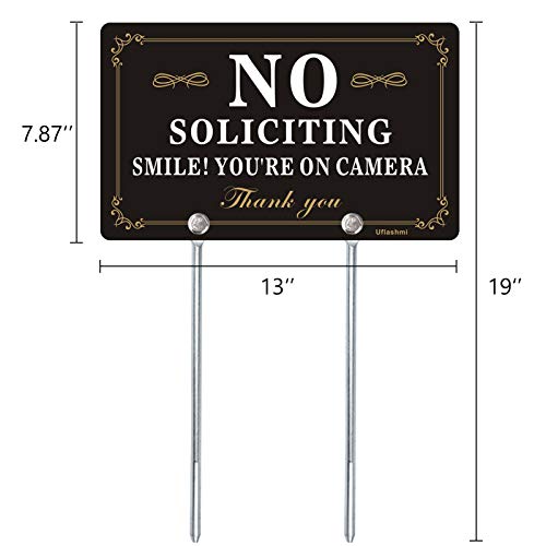 Uflashmi No Soliciting Sign for House Yard, No Soliciting Signs for Home with Stake, 13X7.87 inch