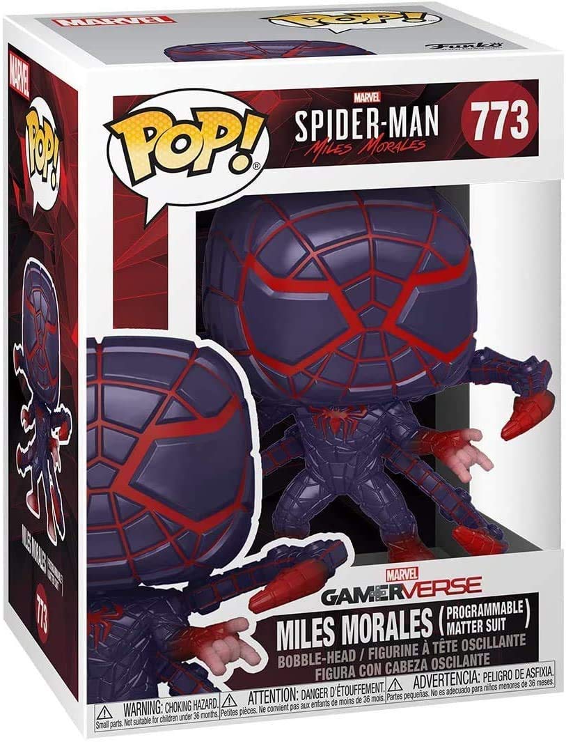 Spider-Man POP Marvel Video Game - Miles Morales Programmable Matter Suit Funko Pop! Vinyl Figure (Bundled with Compatible Pop Box Protector Case), Multicolor, 3.75 inches
