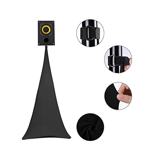 Speaker Stand Tripod Stretch Covers,360 Degree Cover Made of stretchable high-elastic spandex material, with velcro and free bag. (Black-2 Pack)