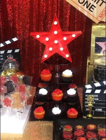 SinoAcrylic 4 Tier Square Cupcake Stand With Fantastic Plate - Dessert Display Holders - Black Stacked Party Cupcake Tree - Tiered Cake Stand - Cupcake Tower for Parties Birthday