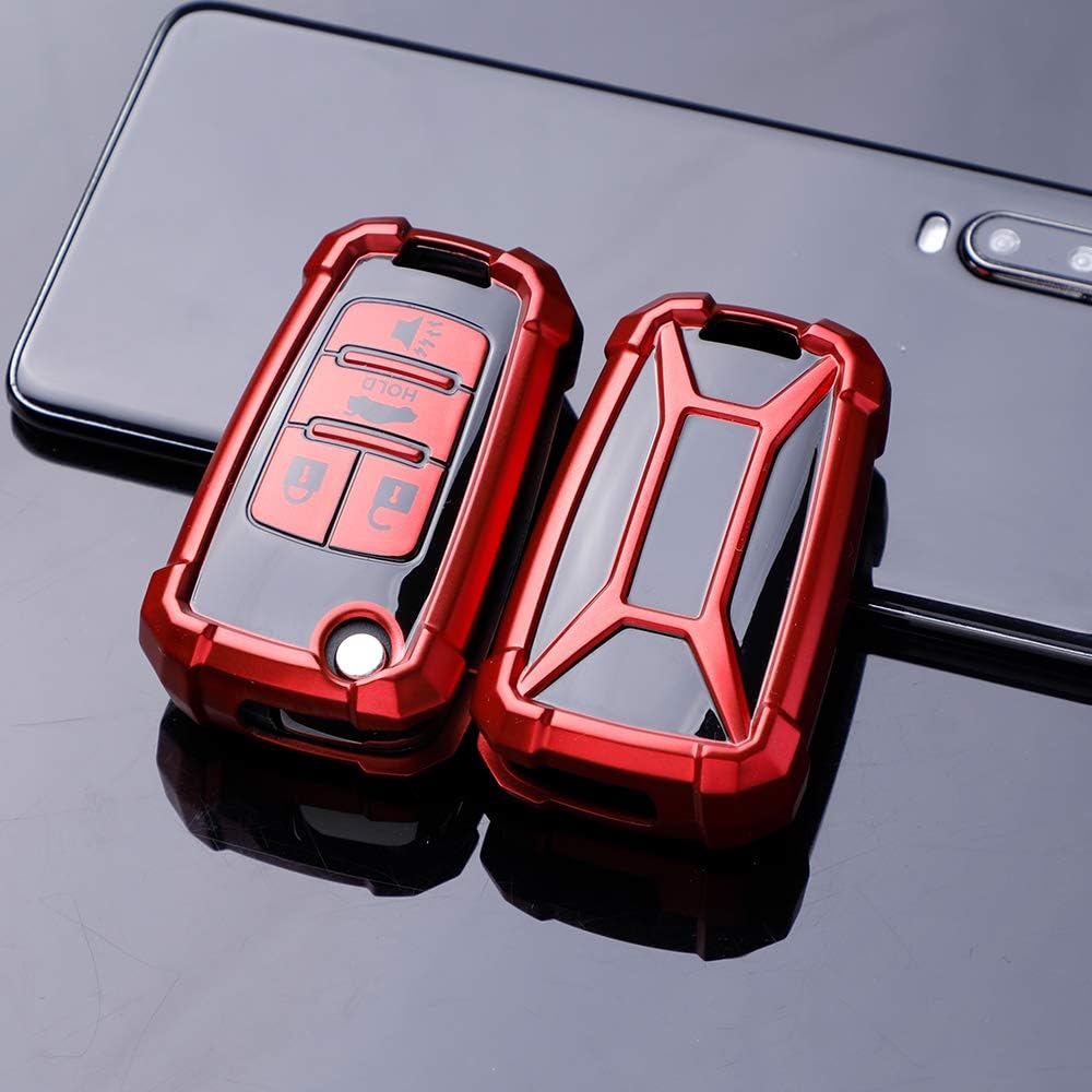 ontto Key Fob Cover Fit for Chevrolet Cruze Buick Lacrosse Flip Remote Keyless 4-button red