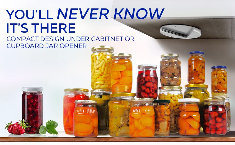 Under Cabinet Jar Lid & Bottle Opener, Made In USA - Opens Any Size Jar - Great for Arthritis - Perfect for Seniors & Weak Hands - Great Kitchen Tool for Weak Hands and Seniors with Arthritis, White