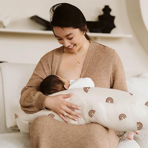 Nursing Pillow Cover 2 Pack,Neutral Breastfeeding Pillow Cover Fits 22.5in*18in Nursing Pillow for Baby Boy Girl, Neutral Baby Nursing Pillow Cover(Boho Rainbow Style)…