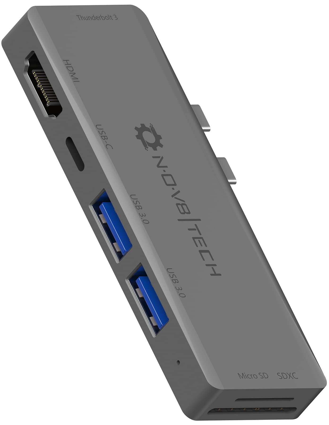 NOV8Tech USB C Hub for MacBook Air, Pro M1/M2/M3 2023/2022-2016, MacBook Air USB C Adapter Dongle, 4K HDMI, 100W PD, 40Gbps TB3 5K 60Hz, USB-C, 2 USB 3.0 and SD/Micro Card Readers (Space Gray)