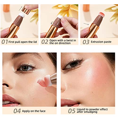 Petansy Contour Beauty Wand, Liquid Face Concealer Contouring and Highlighter with Cushion Applicator, Shading Bronzer Stick Natural Matte Finish, Lightweight Blendable Super Silky Cream Contour Stick