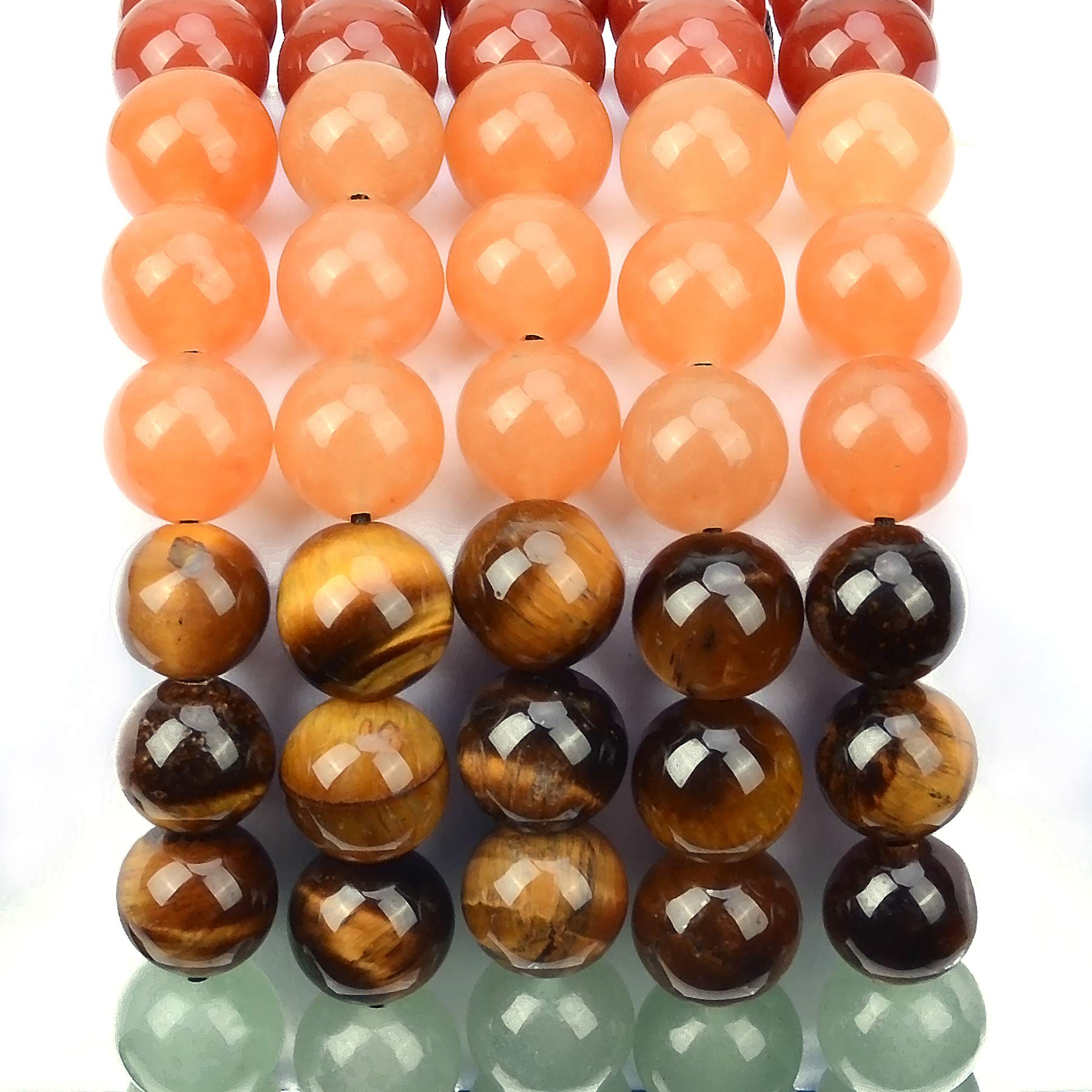 MASSIVE BEADS Handmade Gemstone 8mm Round Beads Adjustable Braided Macrame Tassels Chakra Reiki Bracelets (7-Chakra Stones, 8mm)