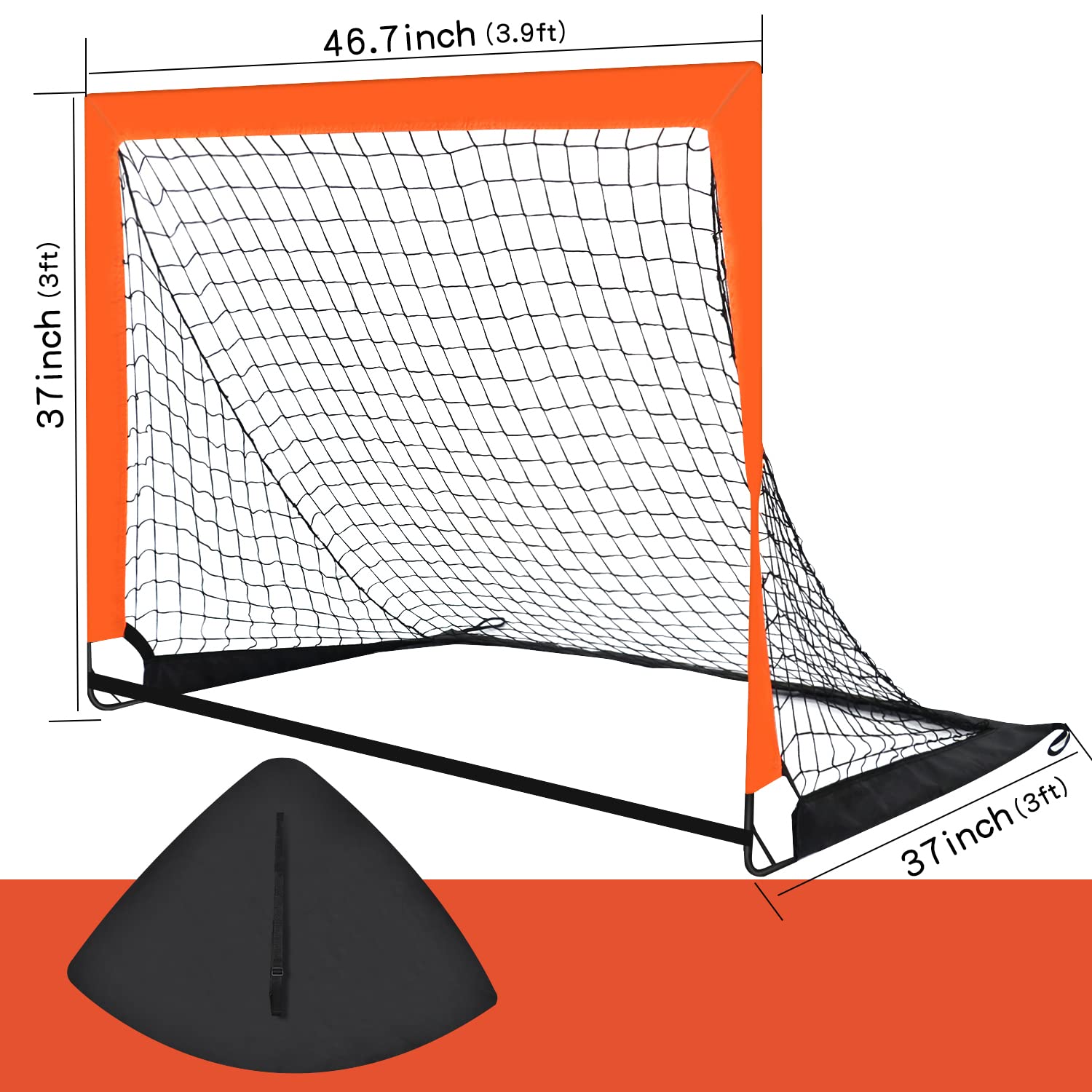Theresduet 2 Pack 4β x 3β Size Portable Kid Soccer Goals for Backyard, Indoor and Outdoor Pop Up Soccer Goals, Orange, Theresduet