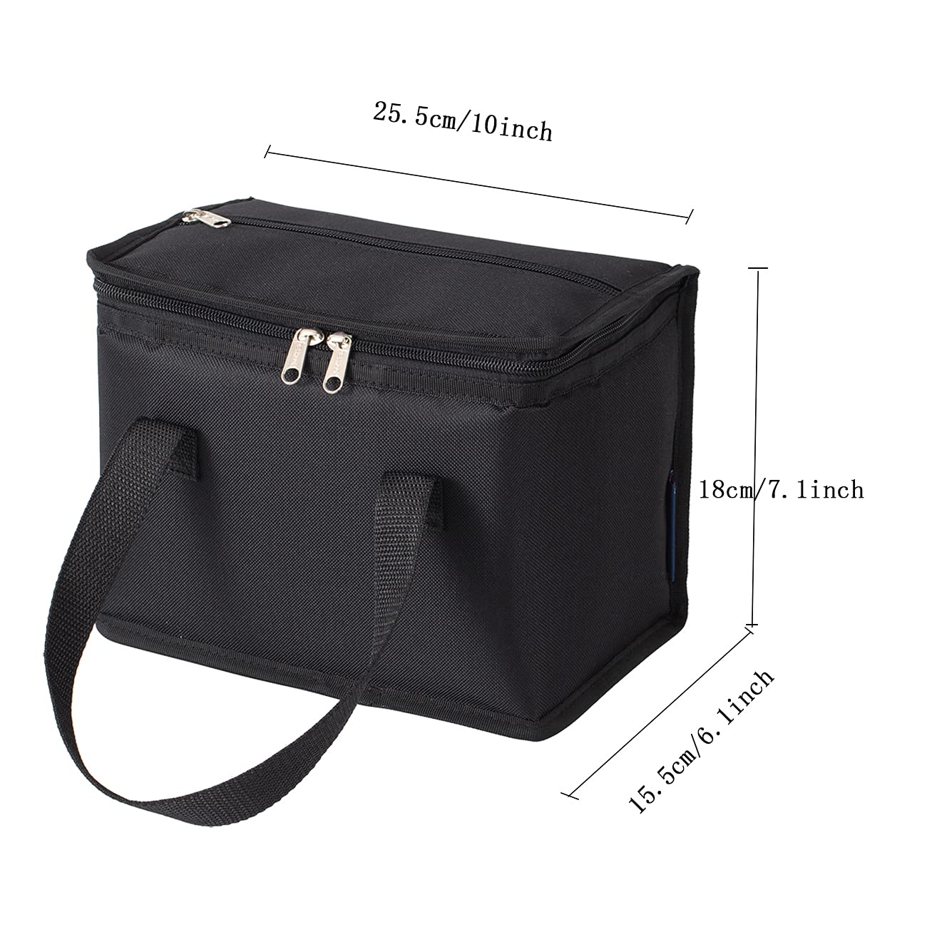 TEAMOOK Foldable Lunch Bag Insulated Lunch Box Water-Resistant Leakproof Soft Cooler Bag Black 10 cans