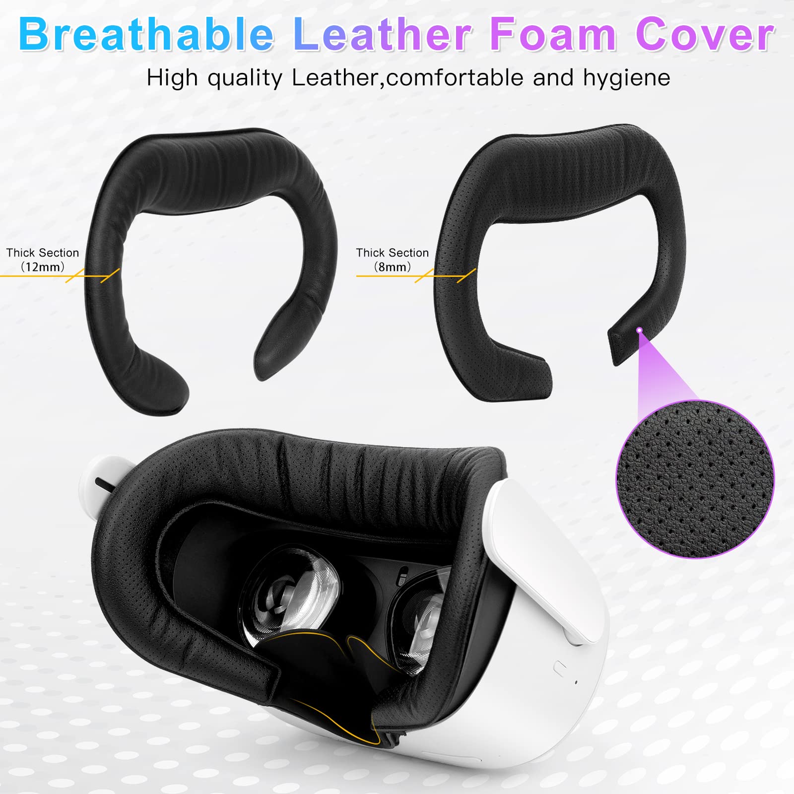 Topcube VR Facial Interface for Oculus Quest 2 Accessories with Controller Grips Silicone Cover-Anti Light Leakage Sweatproof Quest 2 Face Pad Cushion Protective Kit (Black)