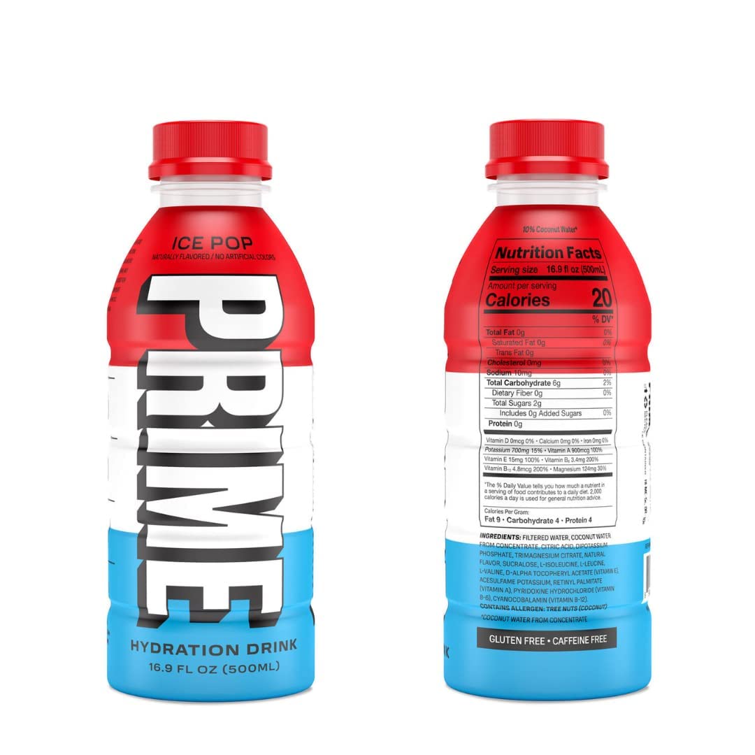 Prime Hydration Sports Drink Variety Pack - Energy Drink, Electrolyte Beverage - Lemon Lime, Tropical Punch, Orange, Grape, Ice Pop, Meta Moon, & Strawberry Watermelon - 16.9 Fl Oz (7 Pack - 7 Flavors)