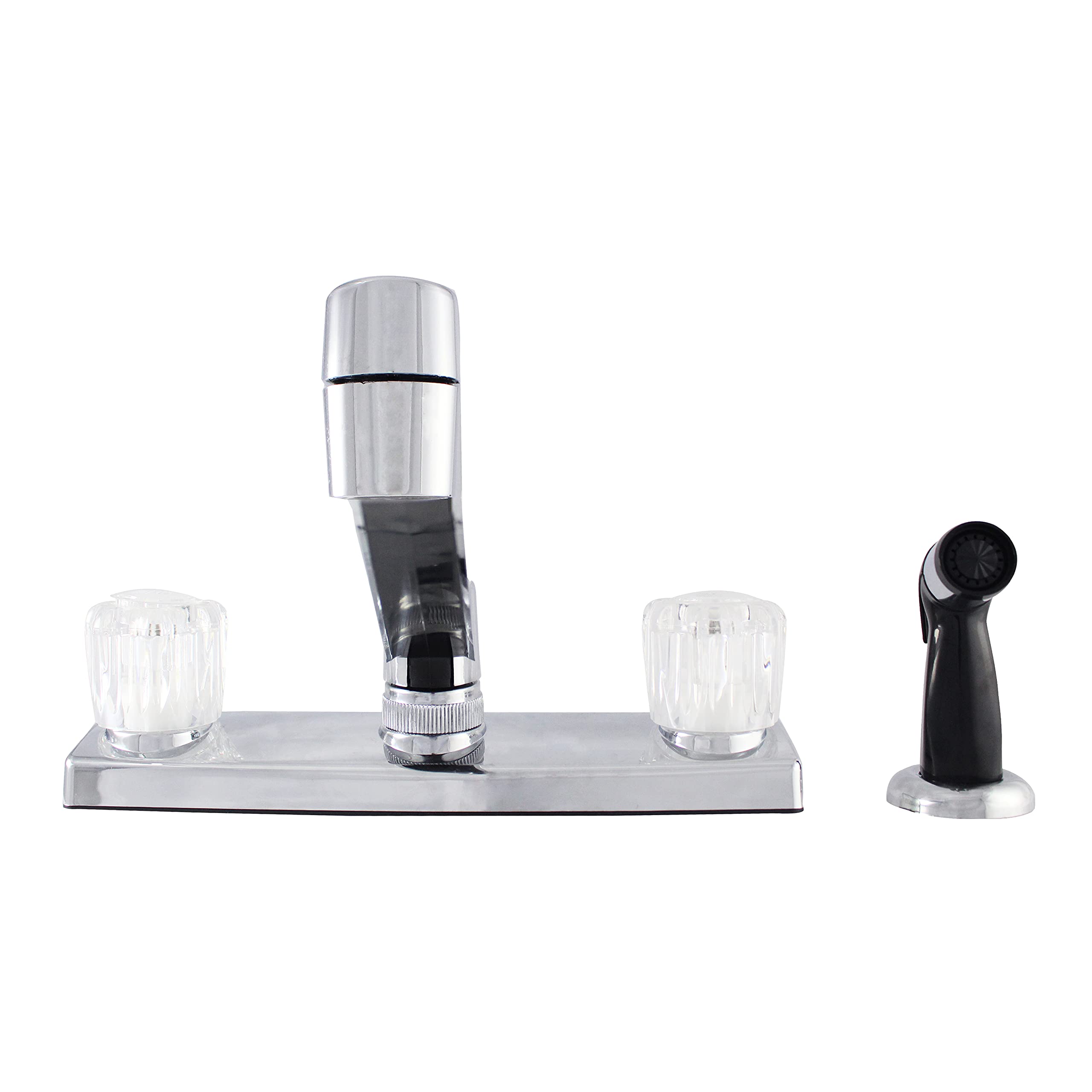 WMF-8238 - Non Metallic Kitc. Sink Faucet 360 Degree Swivel spout Acrylic Double Handle Washerless Cart. with Side Spray