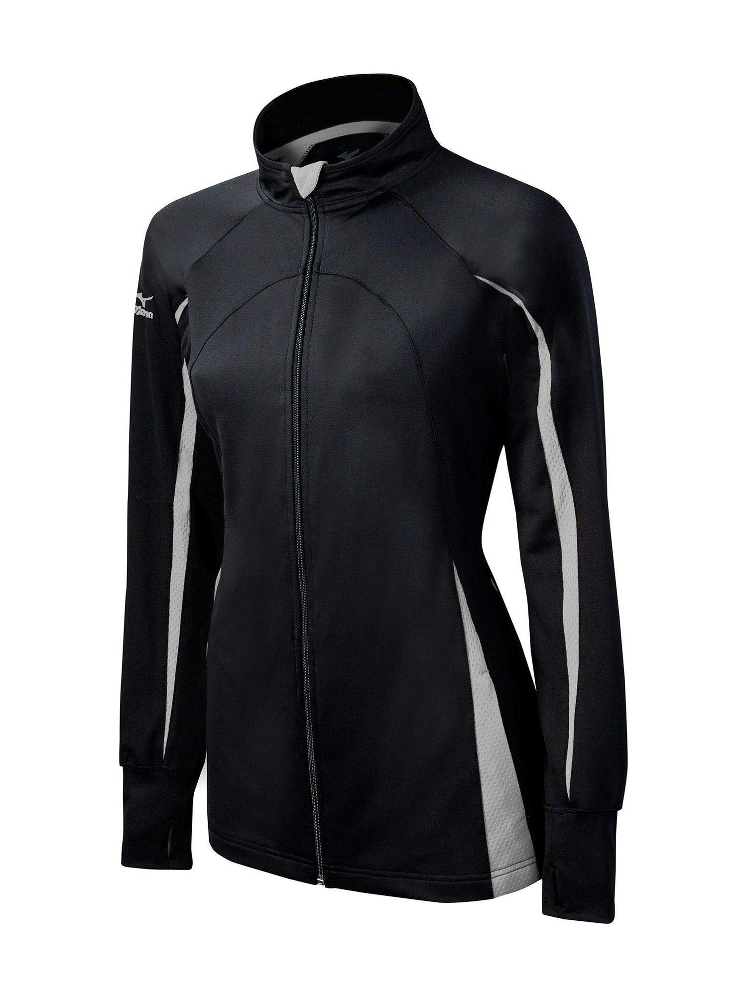 Mizuno Youth Elite 9 Focus Full Zip Jacket, Black/Grey, Large