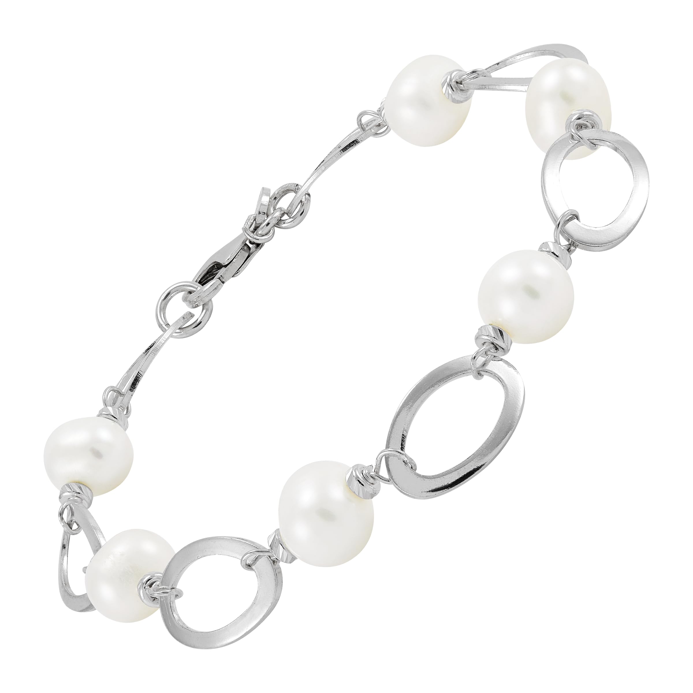 Silpada 'Say It with Cultured Pearls' 8mm Freshwater Cultured Pearl Link Bracelet in Sterling Silver, 7.5"