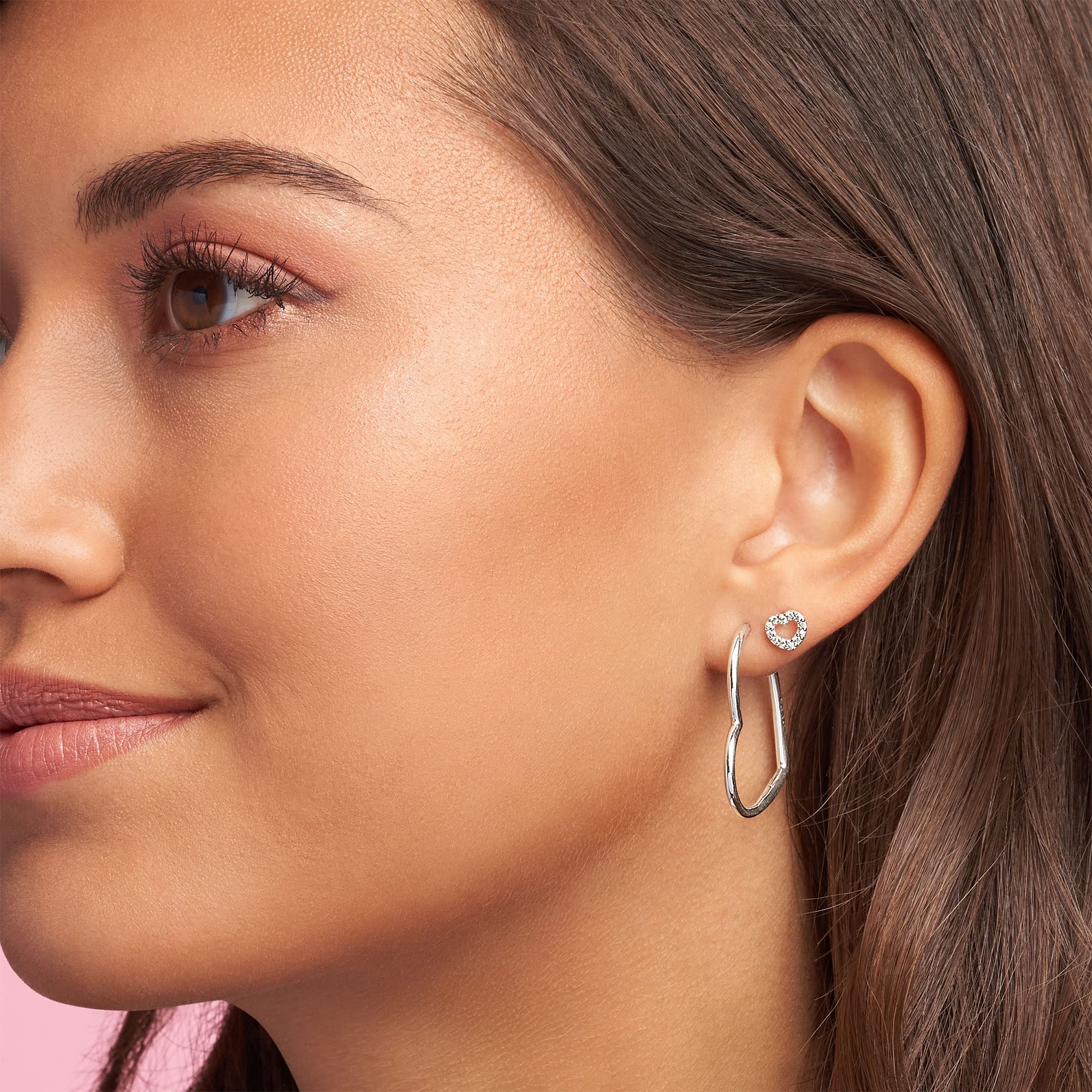 PANDORA Asymmetrical Heart Hoop Earrings - Classic Earrings for Women - Great Gift for Her - Made with Sterling Silver