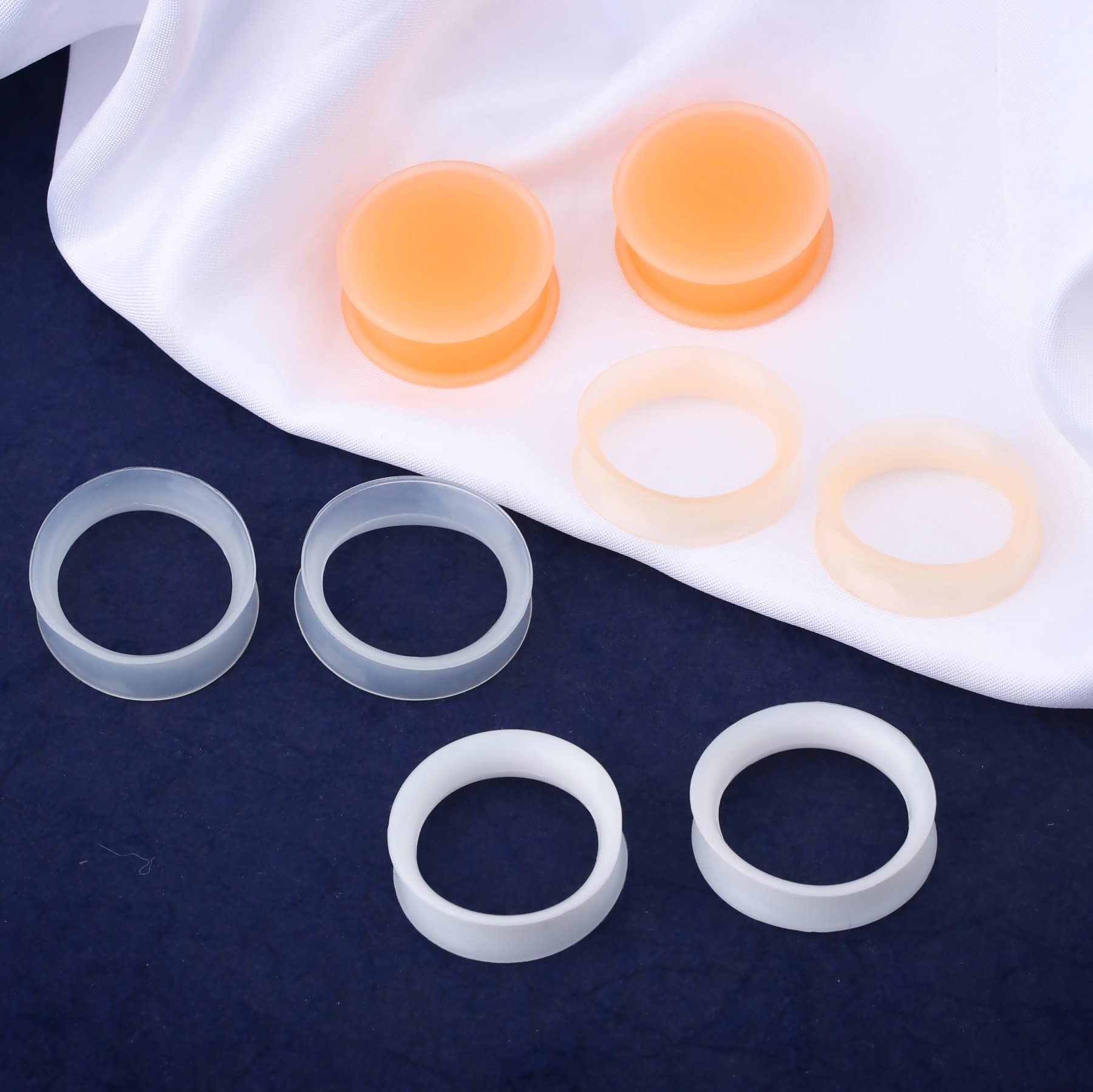 OUFER Flesh Skin Soft Silicone Hiding Hide Hider Retainer Double Flared Plugs Ear Plugs Tunnels Flexible Tunnel Ear Stretching Plug Gauge