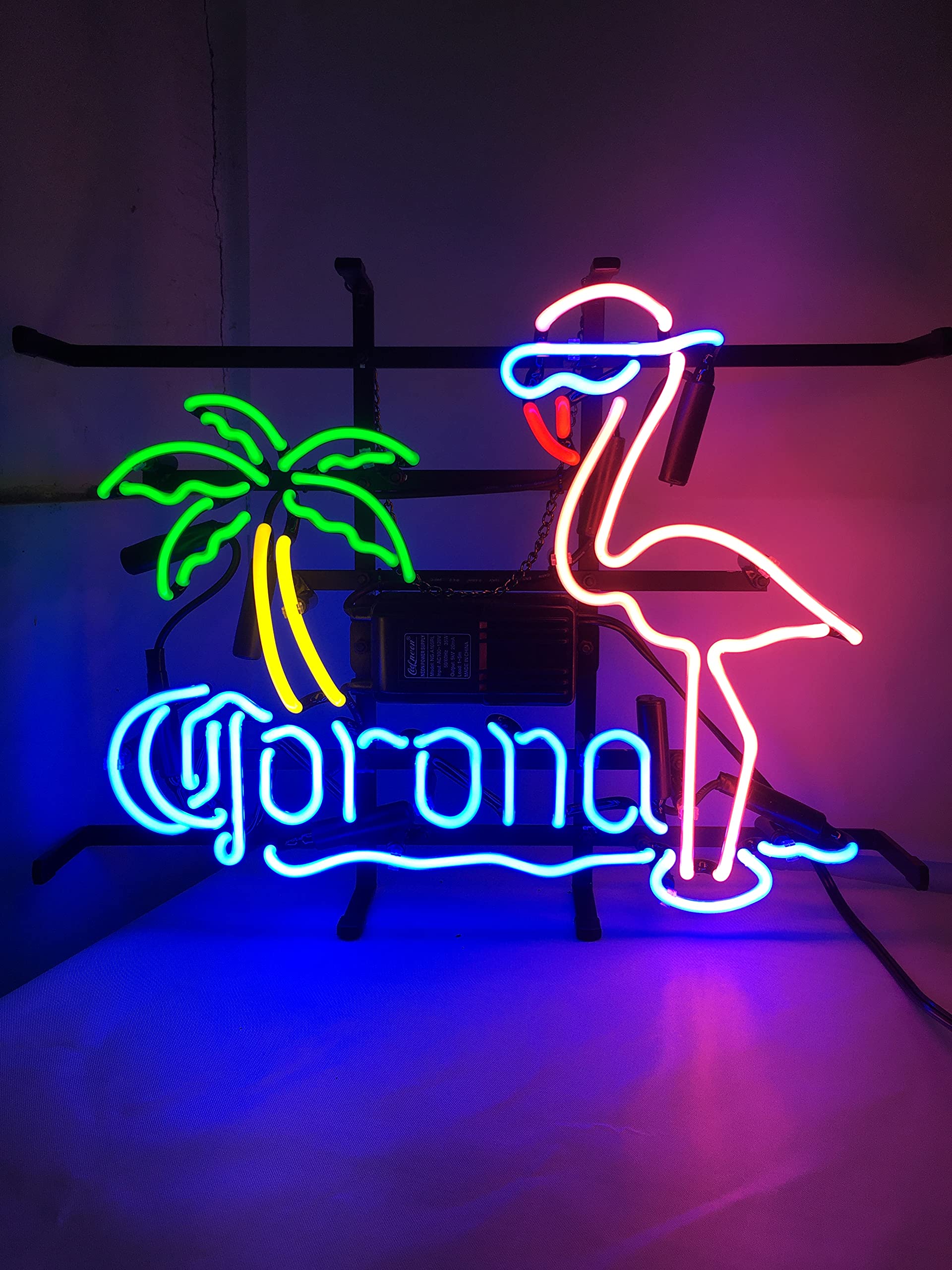 Neon Signs Corona Flamingo Palm Tree Beer Bar Bistro Real Glass Man Cave Custom Neon Sign Wall Decor