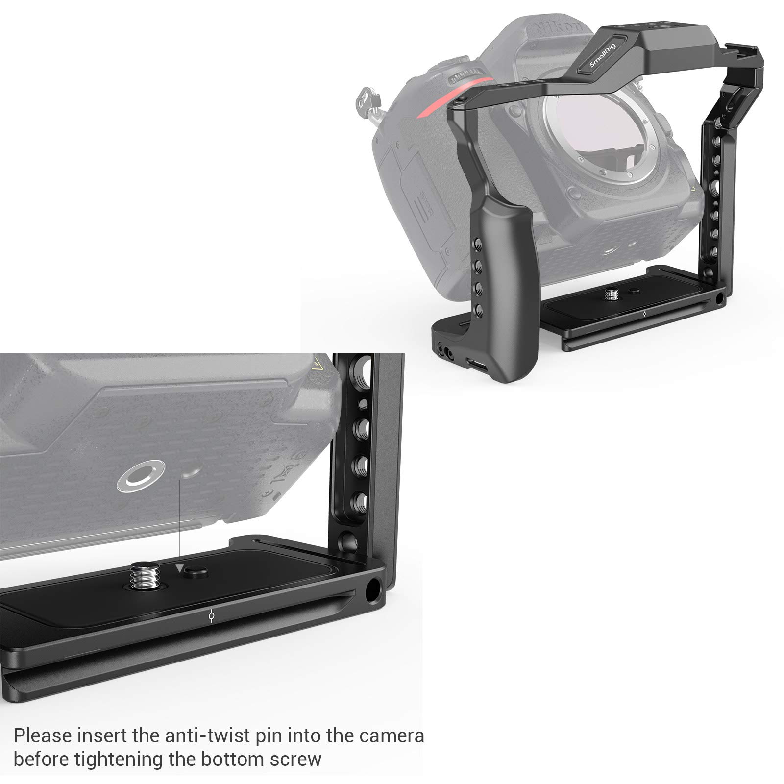 SmallRig Aluminum Alloy Cage for Nikon D780 Camera, Built-in NATO Rail and Cold Shoe Mount for Microphone and Light - 2833