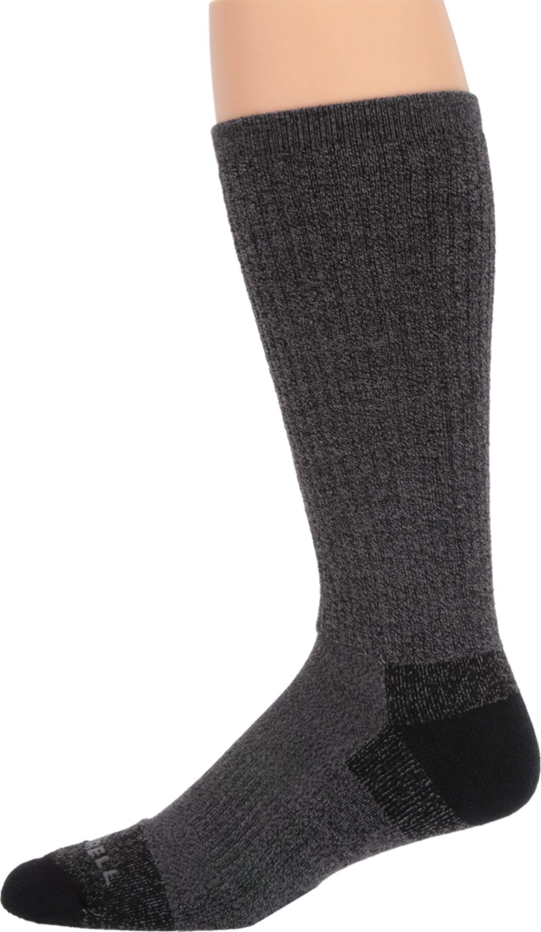 Merrell Unisex-Adult's Moab Hiking Mid Cushion Socks-Moisture Wicking & Arch Support, Crew-Onyx Marl, M/L (Men's 9.5-12 / Women's 10-13)