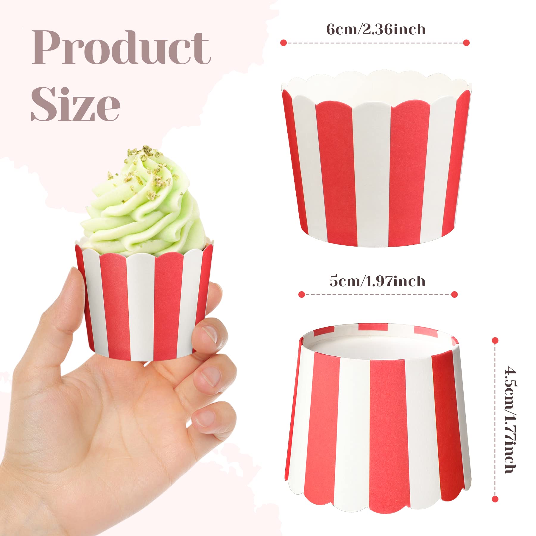 TRUSBER Cupcake Liners for Baking, 100PCs Nonstick Red and White Baking Cups Pastry Muffin Wrapper Paper Cases Baking Cups for Popcorn Cupcake, Great for Party Decoration, No Baking Tray Needed