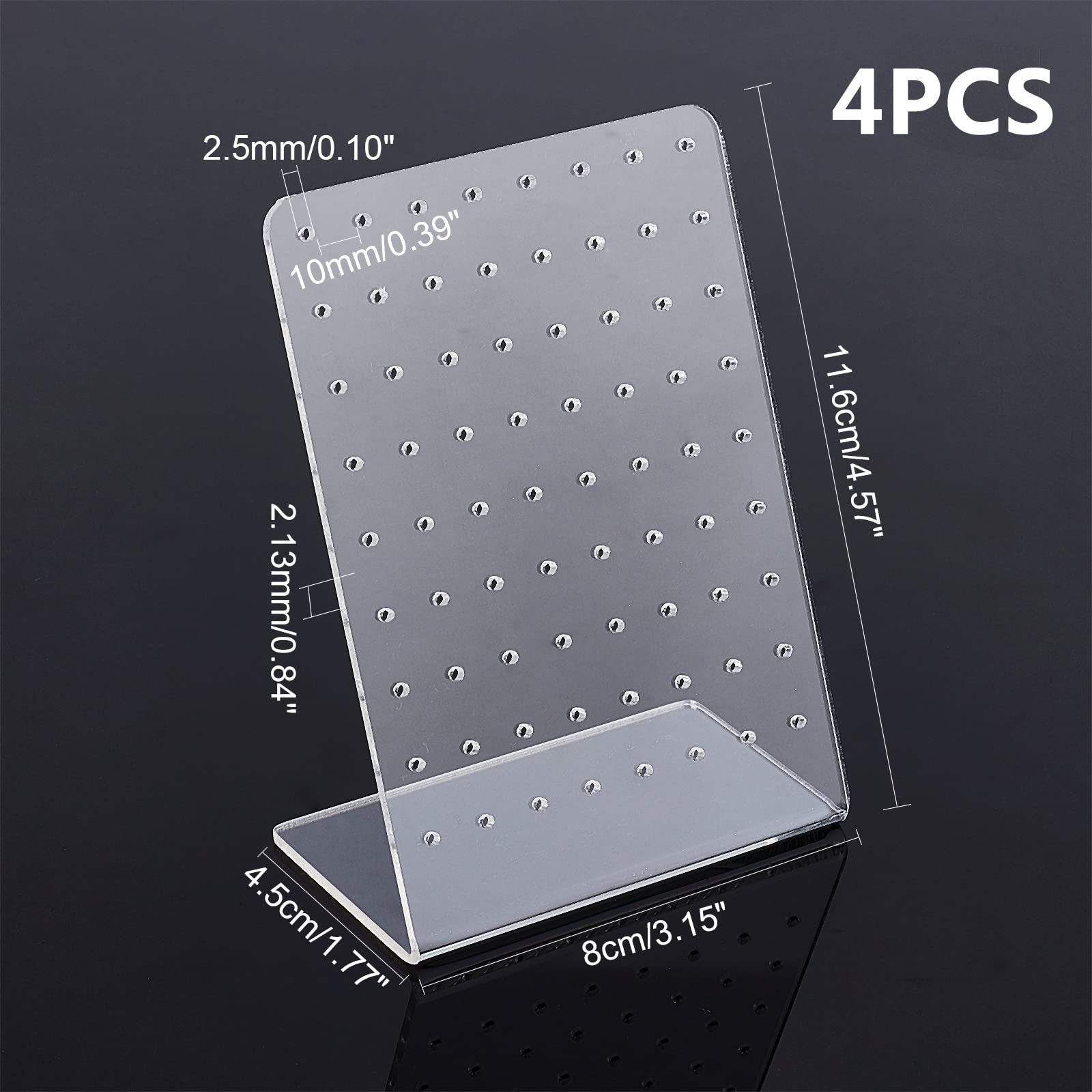 PH PandaHall 4 Pack 72 Holes Acrylic Earring Holder Organizer Ear Studs Jewelry Storage Display Rack Showcase Earrings Display Stand Earring Storage for Selling Retail Marketing Personal 3x2x4.5inch