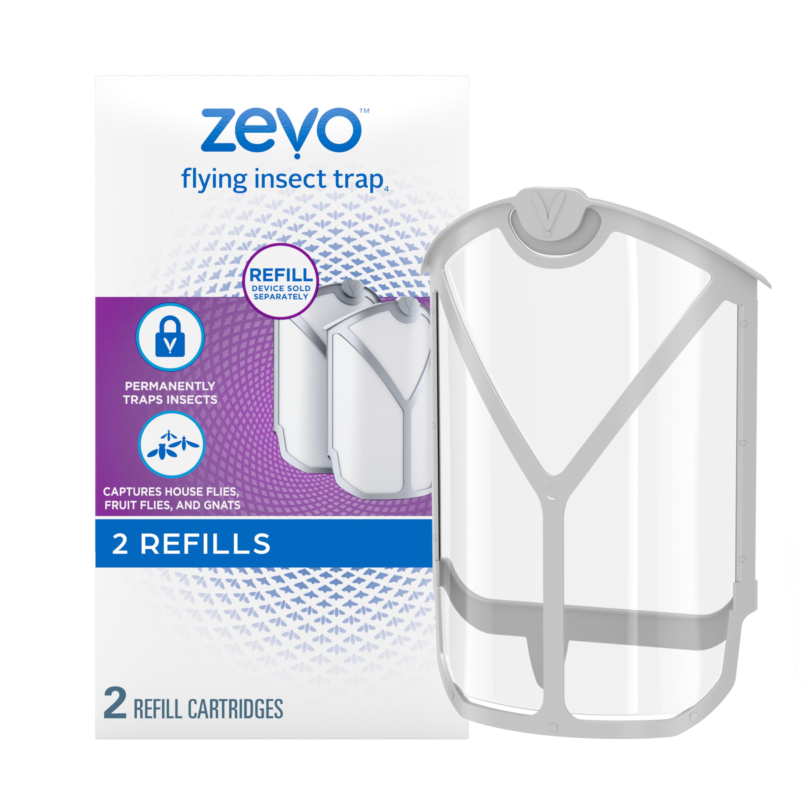 Zevo Flying Insect Trap Refill Cartridges, Fly Trap, Fruit Fly Trap (2 Refill Cartridges)