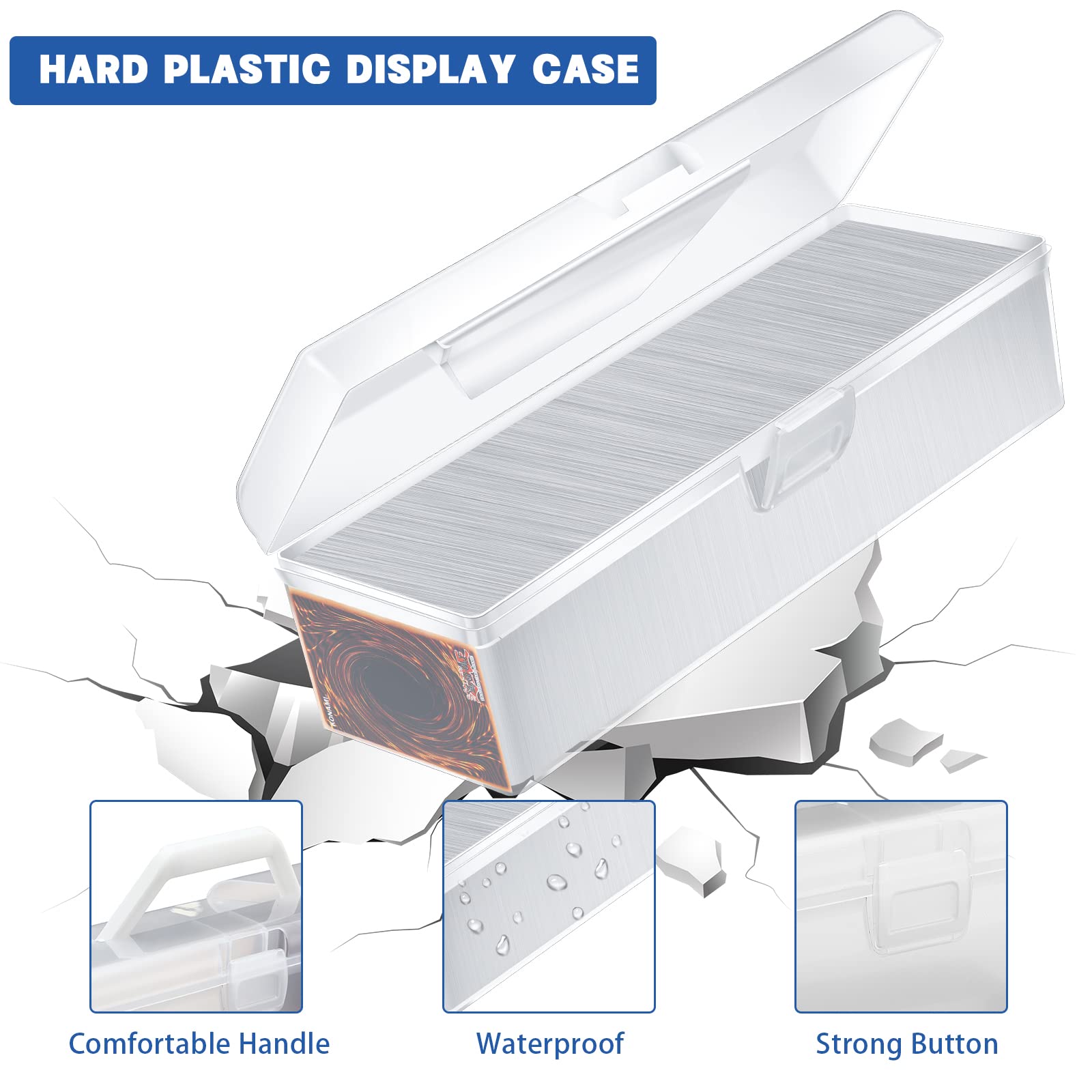 Vicenpal Trading Card Storage Box Organizer Fit 1200 Plus Cards Plastic Deck Card Storage Box Hard Playing Card Case Compatible with MTG Trading Card Games Baseball Football Card Collector (4 Pieces)
