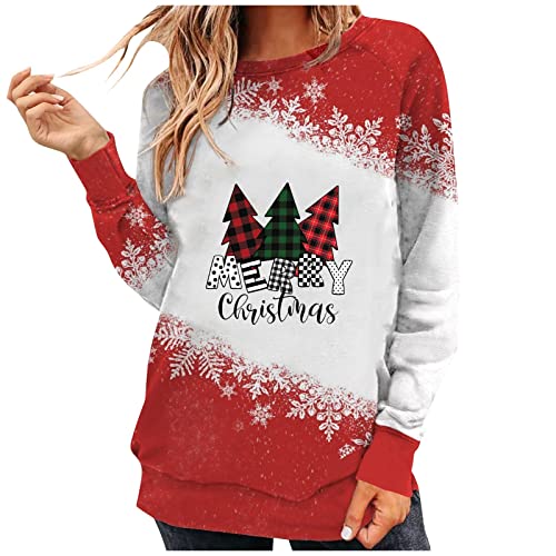 Women Cute Christmas 3D Print Sweatshirt Autumn and Winter Round Neck Tops Fashion Long Sleeve Pullover